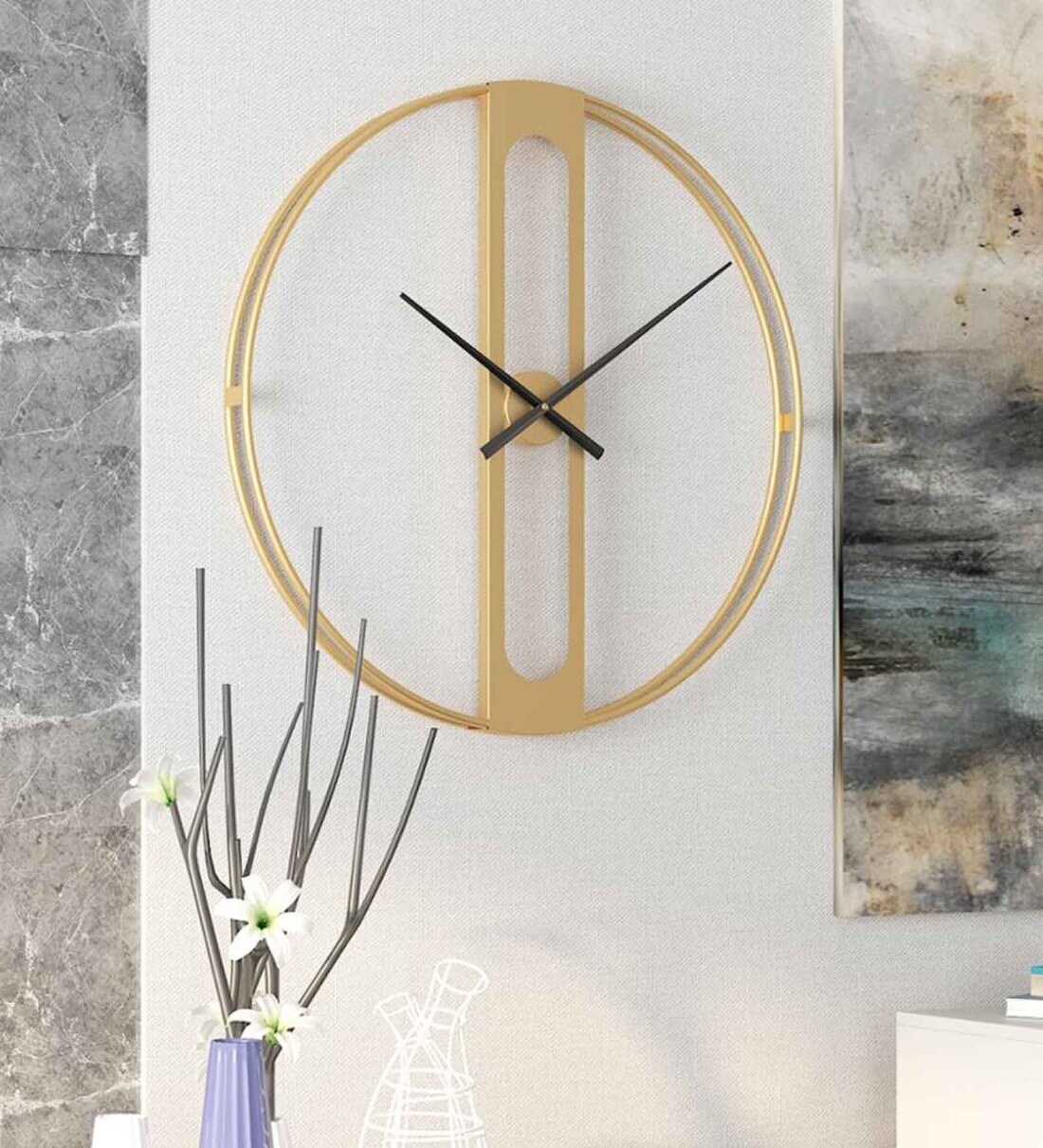 Buy Contemporary Gold Analog Wall Clock by Handicraft Town Online ...