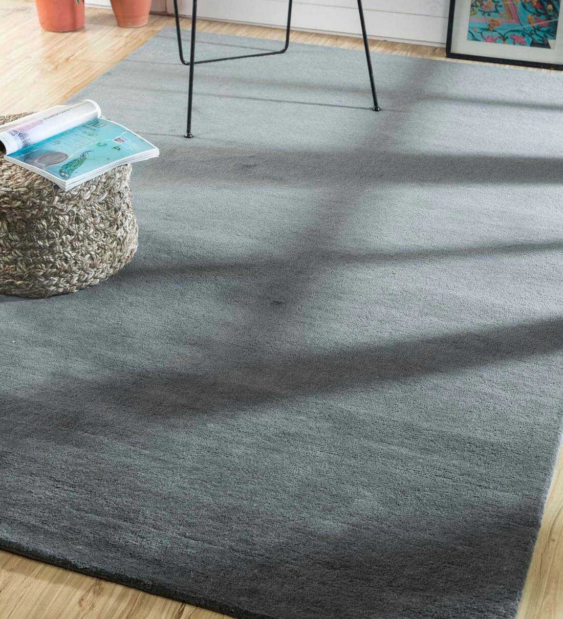 Buy Plain Solid Pattern Wool Hand Tufted 8 x 6 Feet Carpet by Jaipur ...