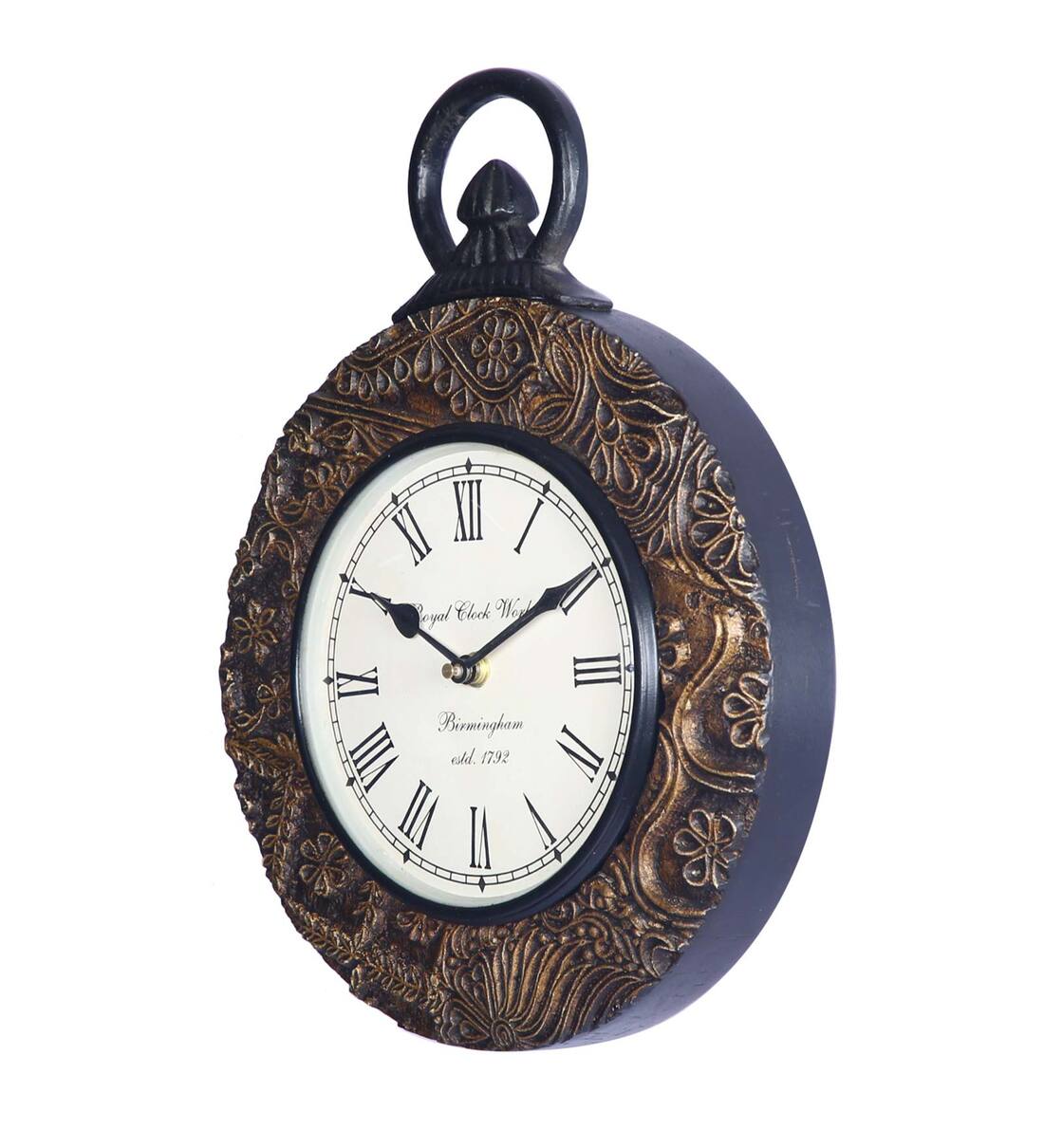 Buy Copper & Black Wood Traditional Wall Clock Online - Traditional ...