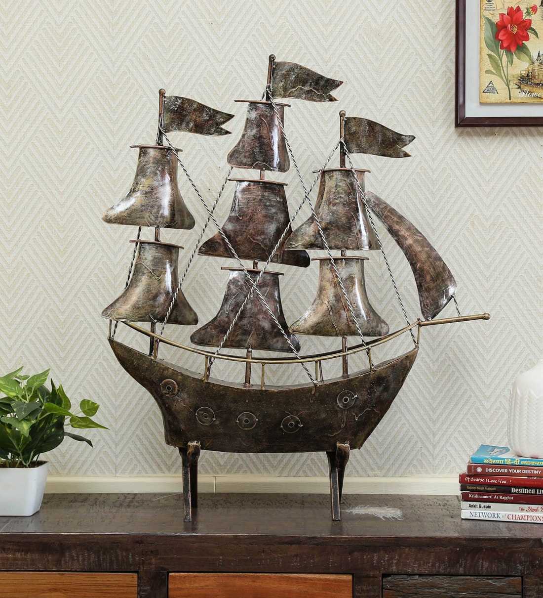 Buy Copper Colour Metal Ship Miniature Showpiece at 26% OFF by Craft ...