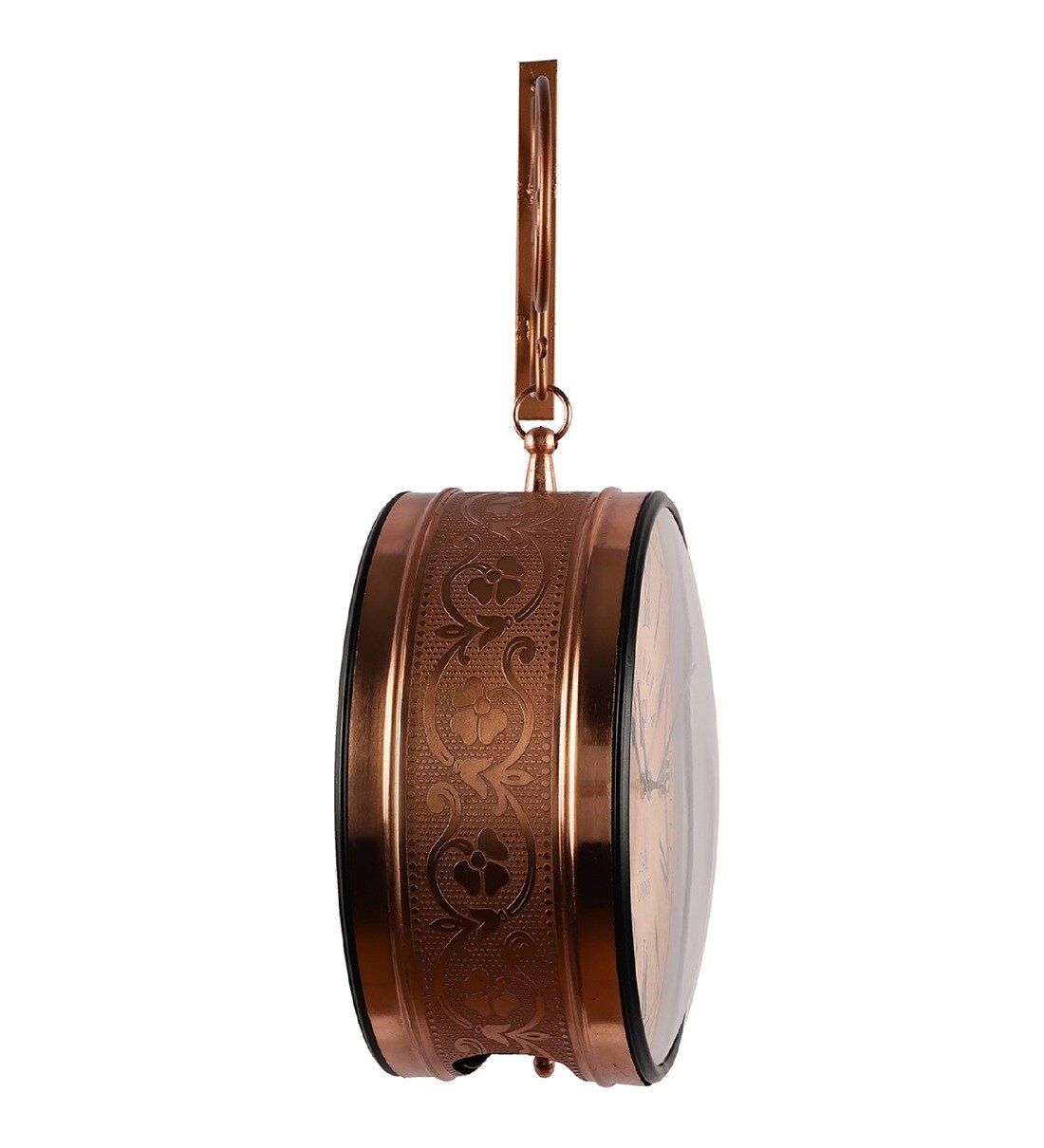 Buy Copper Metallic Carving Station Clock By Exim Decor Online ...