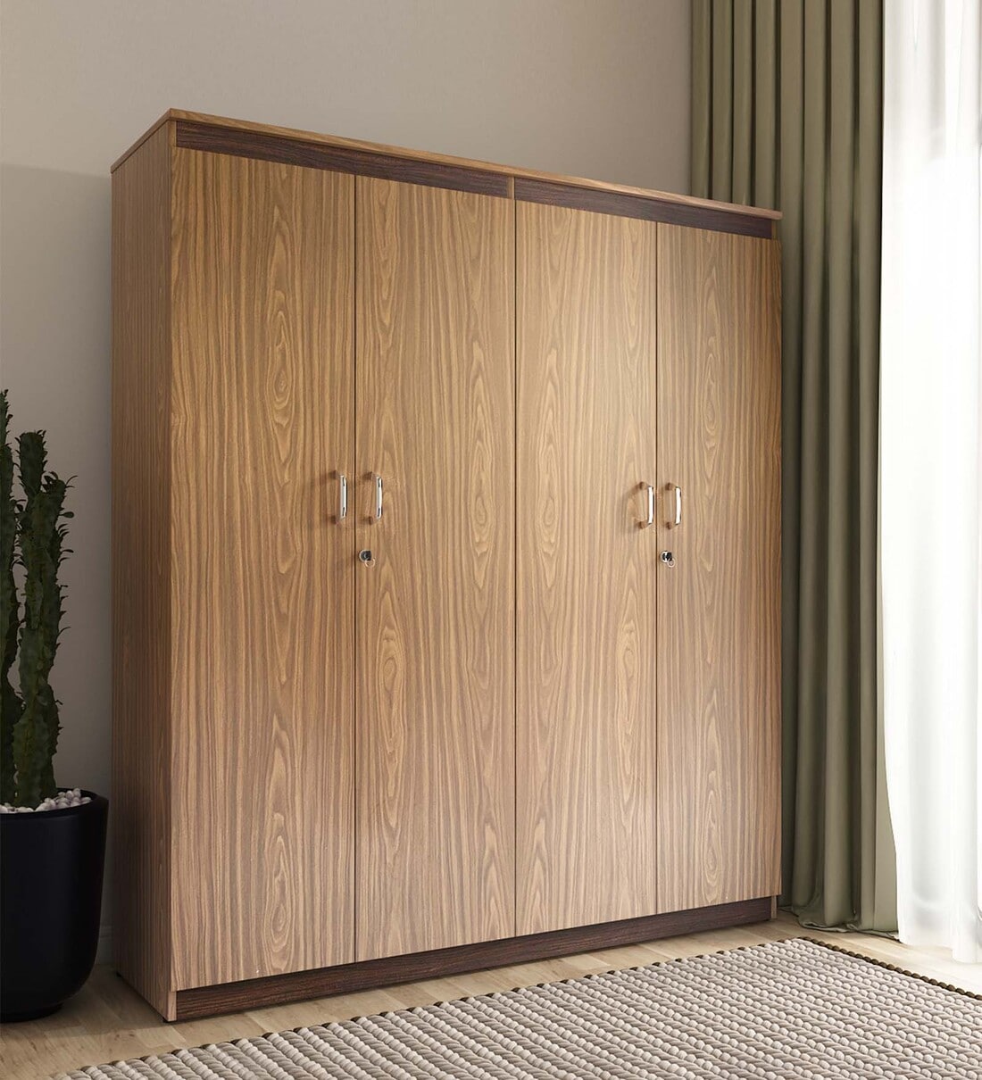 Buy Coral 4 Door Wardrobe in Mexican Walnut Finish at 24% OFF by A ...