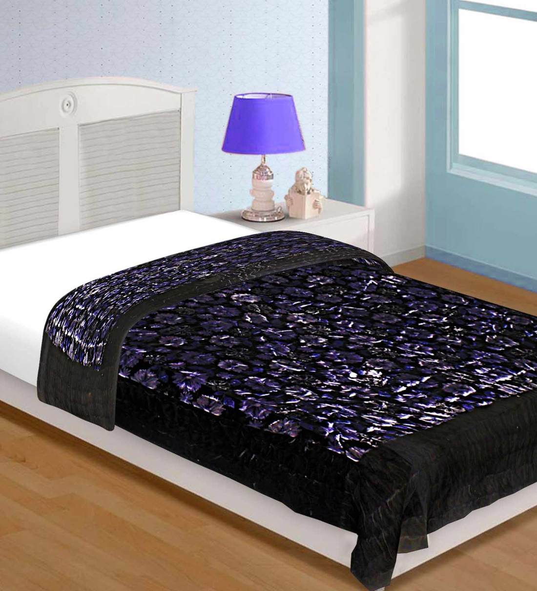 Buy Black Cotton 200 AC Room Single Bed Quilt by Jaipur Fabric at 40% ...