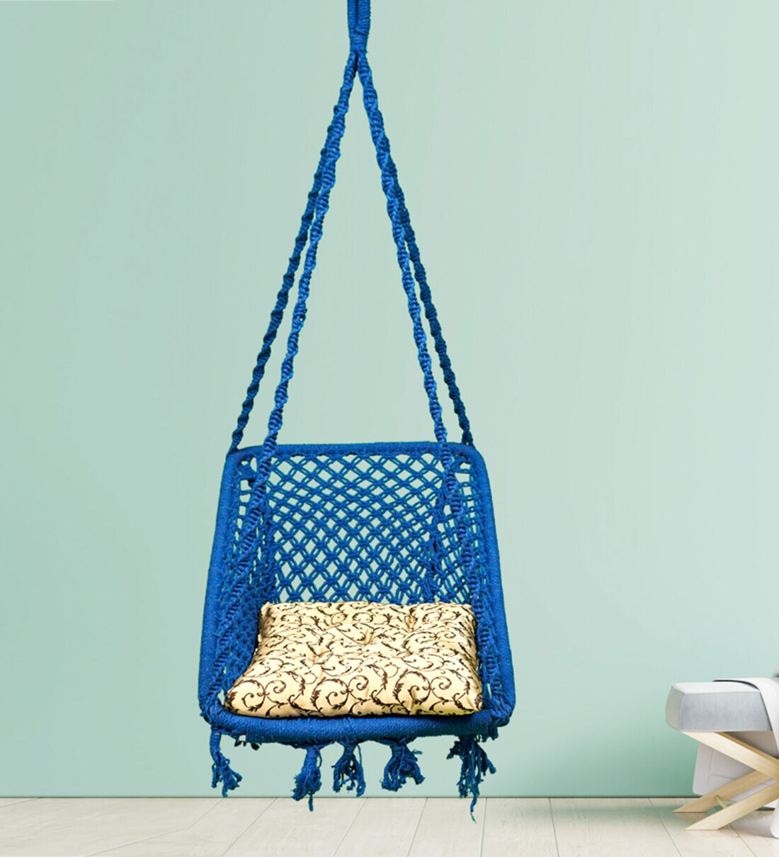 Buy Fabric Swing in Blue & Beige Colour at 12% OFF by Patiofy | Pepperfry