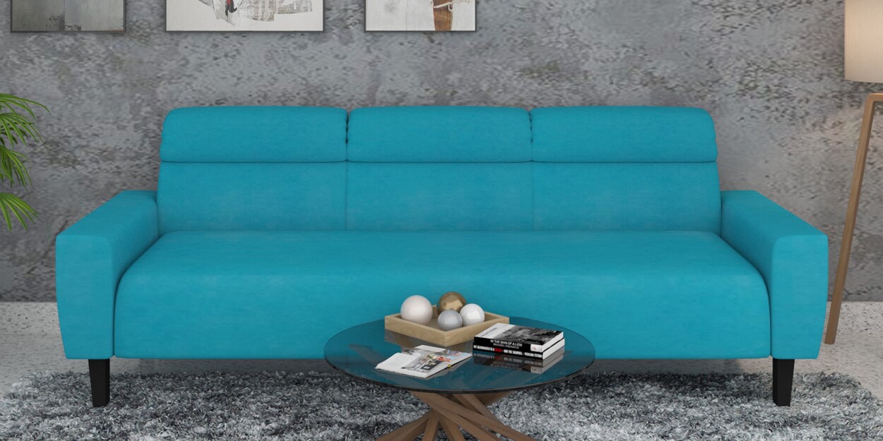 Buy Collins Fabric 3 Seater Sofa in Blue Colour by Varanda Woods Online ...