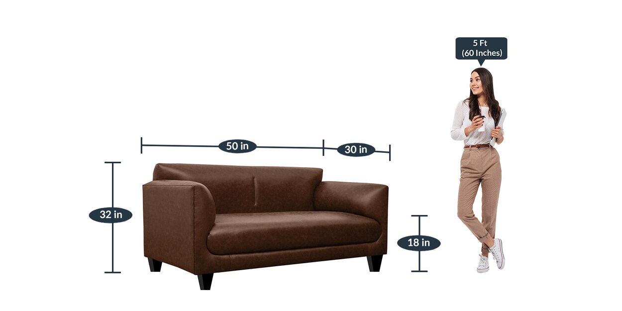 Buy Convi Leatherette 2 Seater Sofa in Lama Brown Colour by Febonic ...