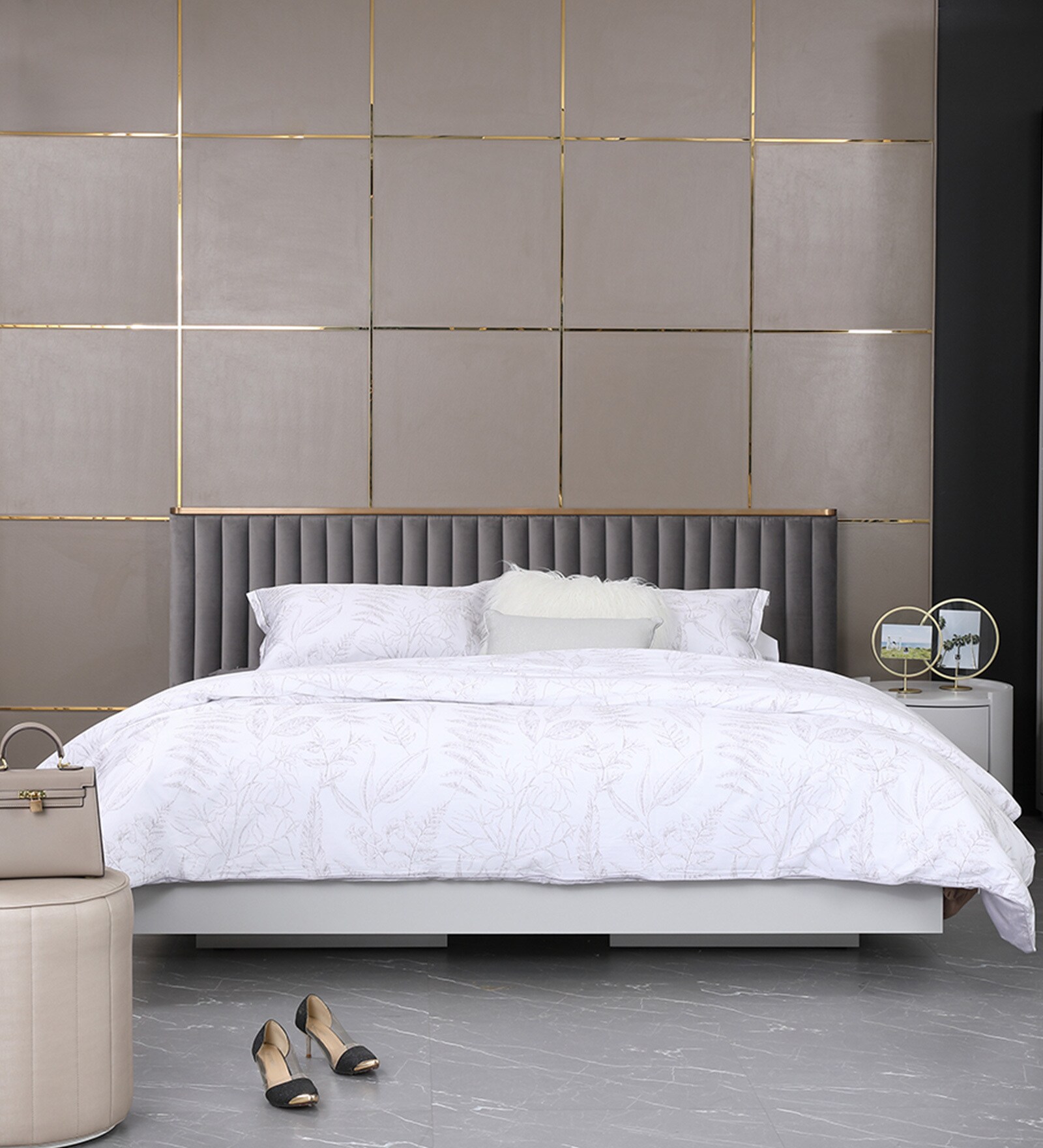 Buy Coco Queen Size Bed In Light Grey Colour at 42% OFF by Index living ...