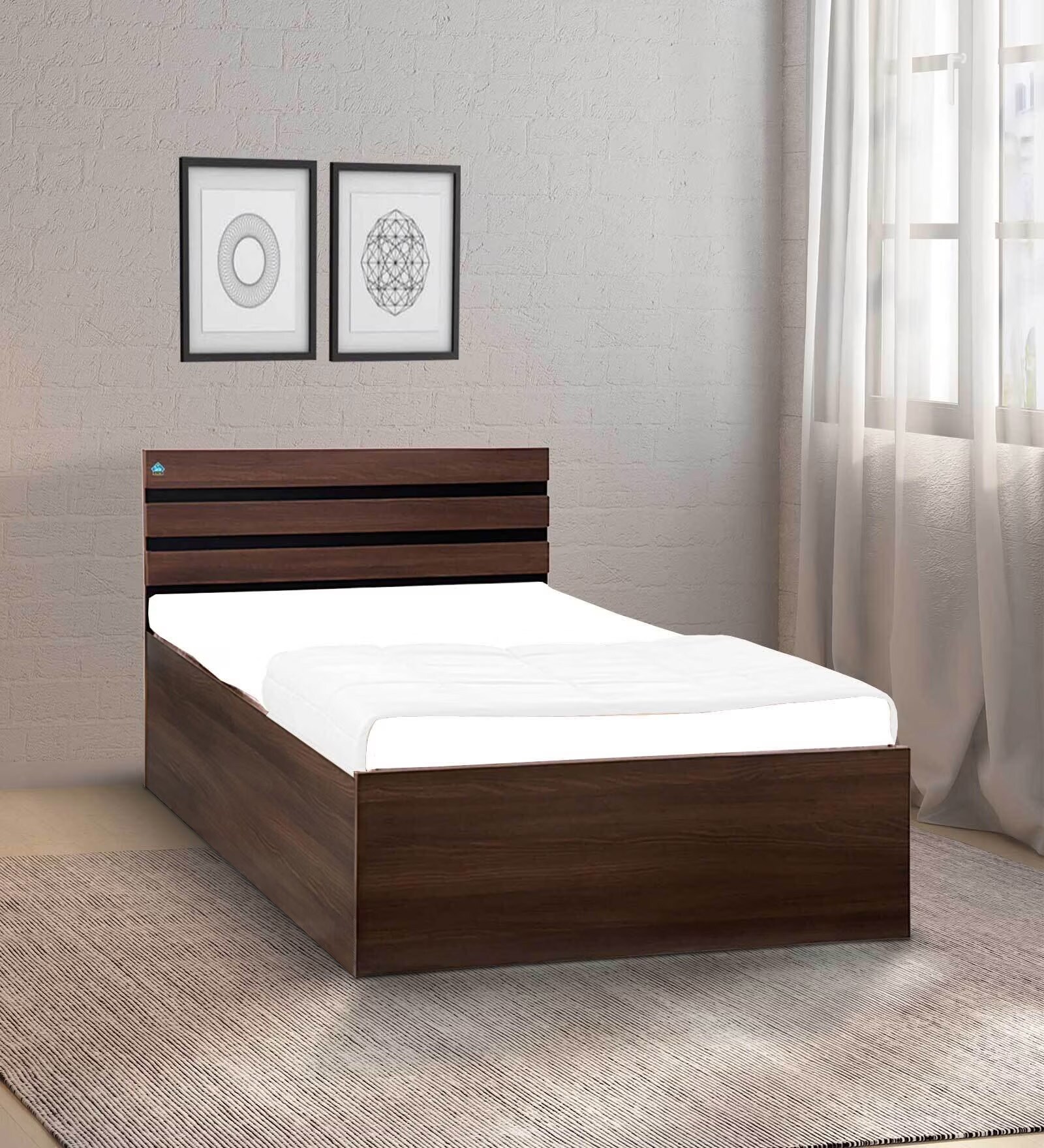 Buy Cocoa Single Bed in Black & Dark Acacia Matte Finish with Box ...