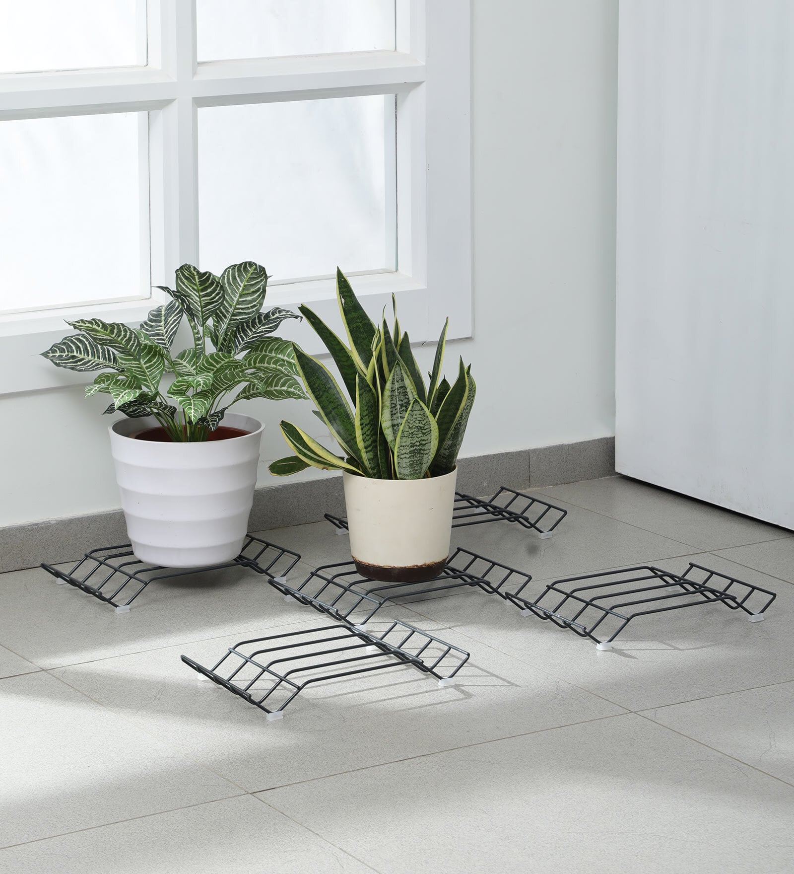 Buy Cocos Grey Galvanized Iron Planter Stand (Set Of 5) at 43% OFF by Meshable | Pepperfry