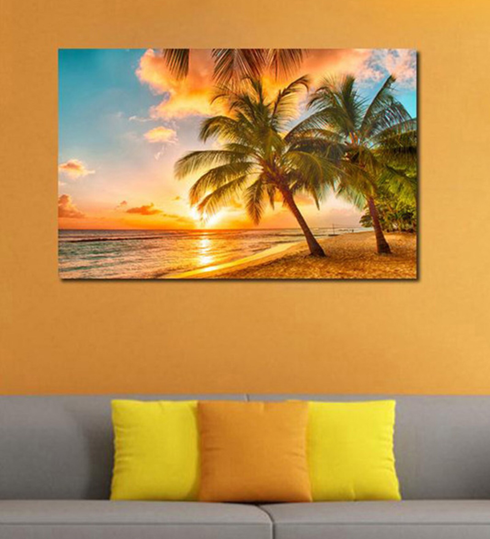 Buy Cocunut Trees Cotton Canvas 35 x 24 Inch Wooden Framed Digital Art ...
