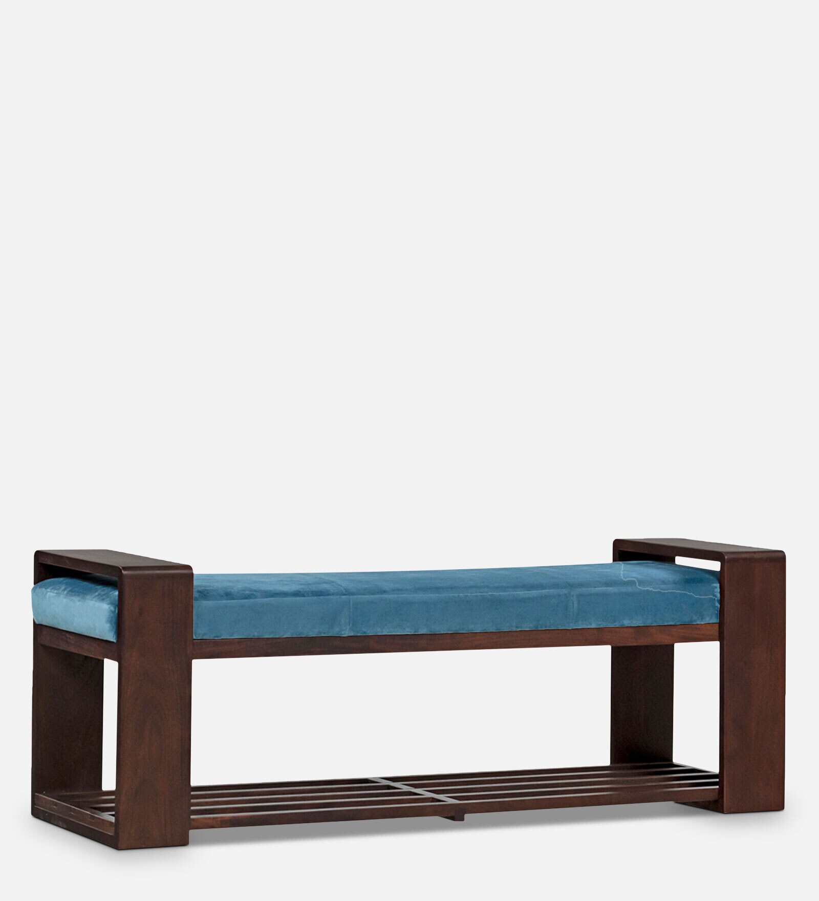 Buy Collab Solid Wood Bench With Storage in Blue Colour at 100% OFF by ...