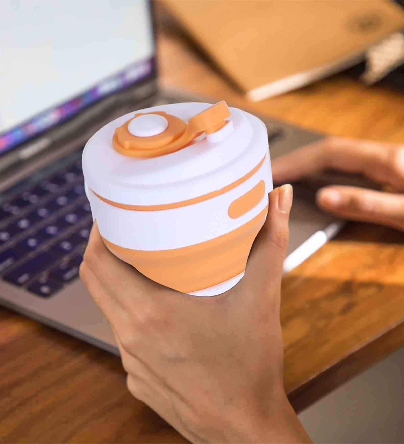 Buy Collapsible 350ml Orange Silicone Coffee Mug at 55% OFF by Kuber ...