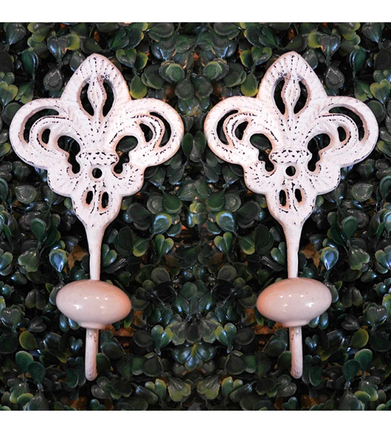 Buy Brass 2 Pieces White Metal Finish Hook Set (Length: 2 Inches) by ...