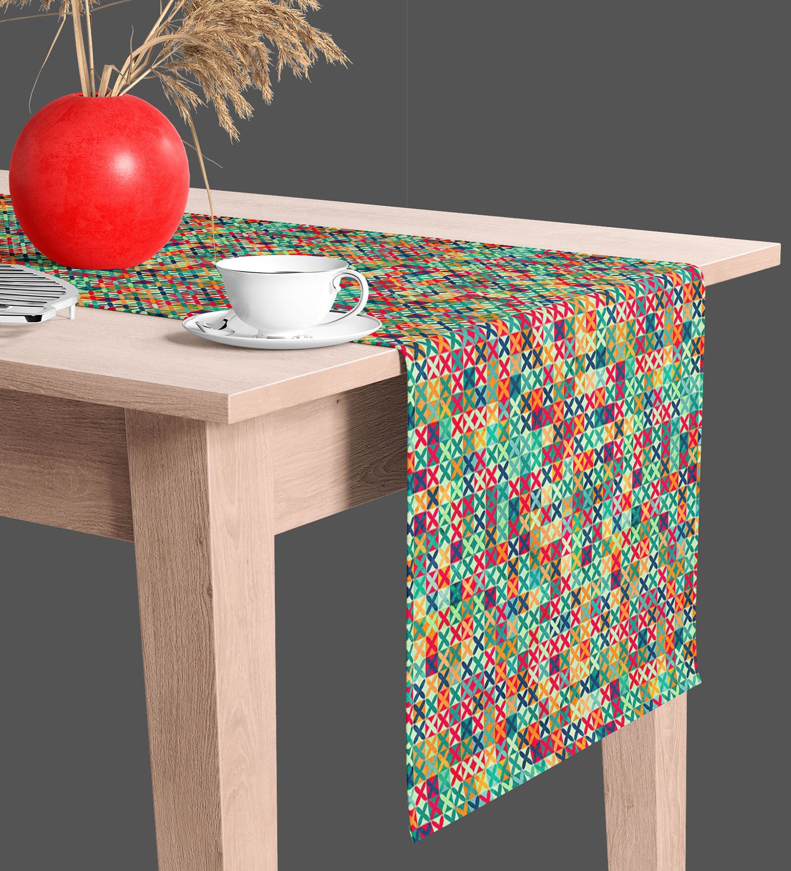 Buy Colored Crosses Multicolor (84 x 12) Cotton Canvas Table Runner at ...