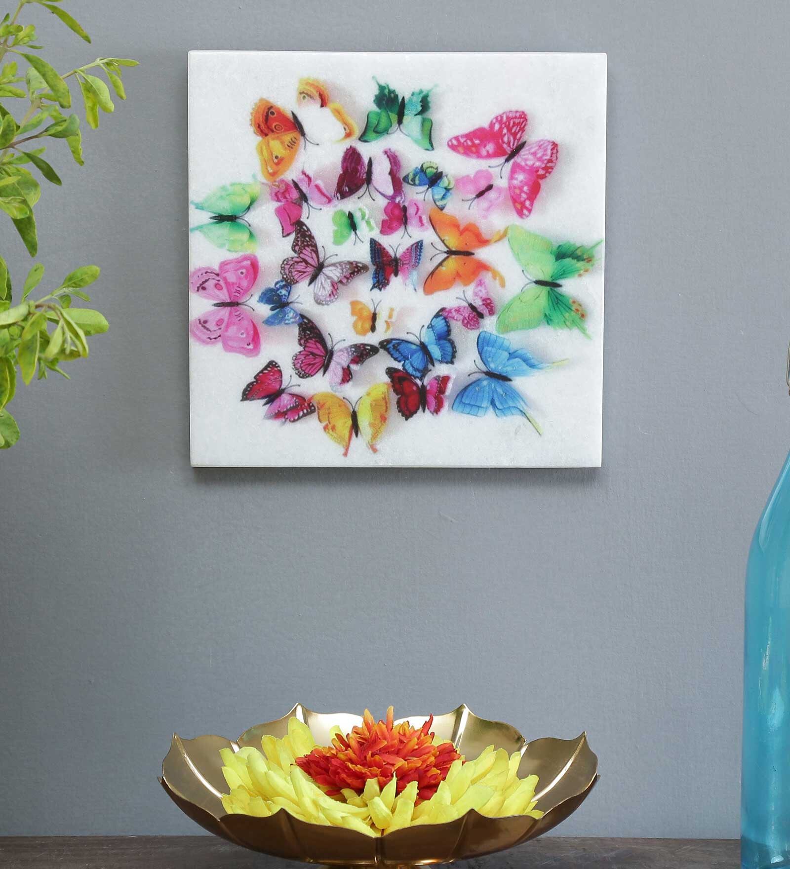 Buy Colorful Butterflies Painting on Marble Square Tile at 44% OFF by ...