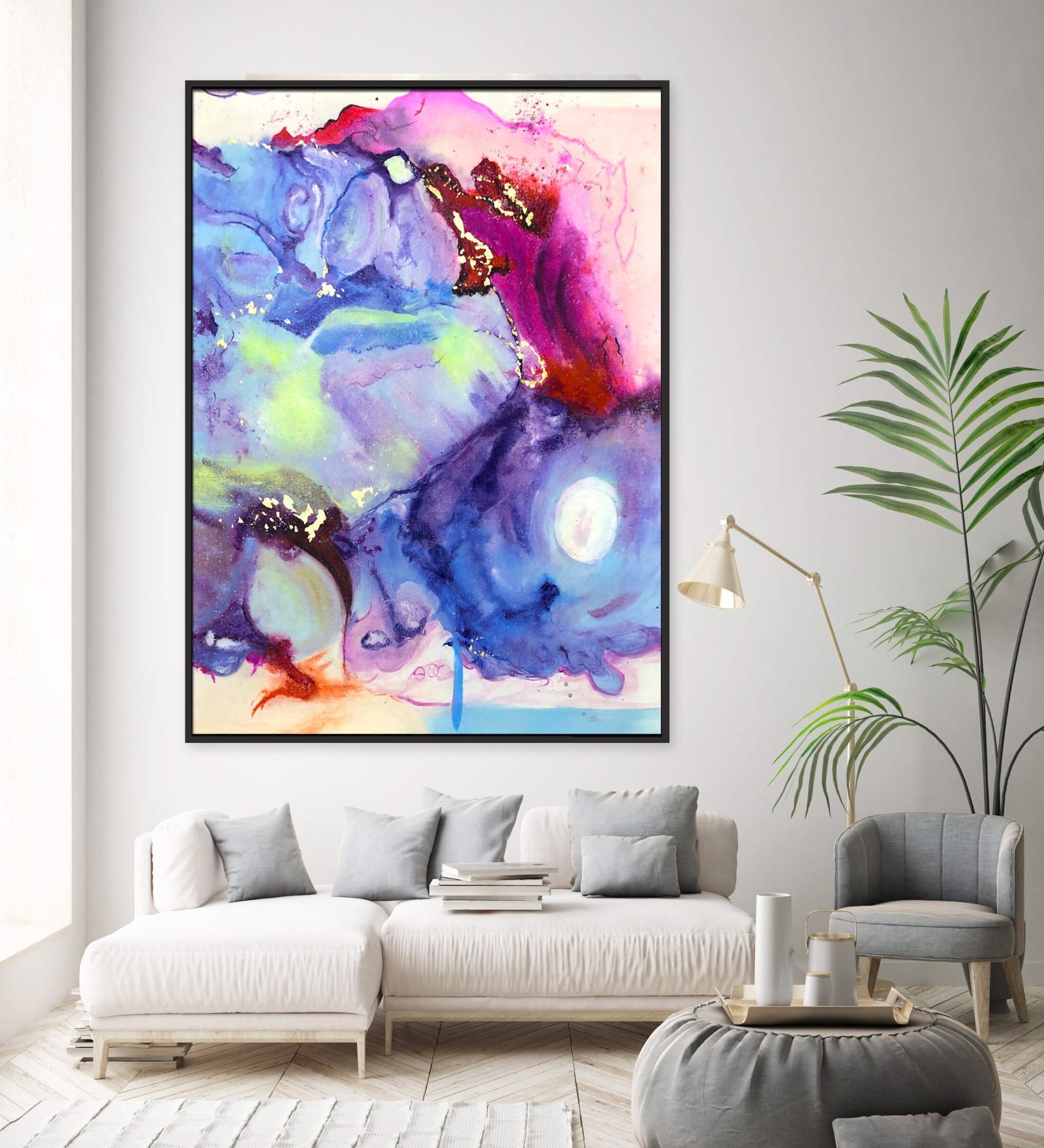 Buy Blue Colorful Enso Canvas Framed Acrylic Paint Hand Paintings at 24 ...