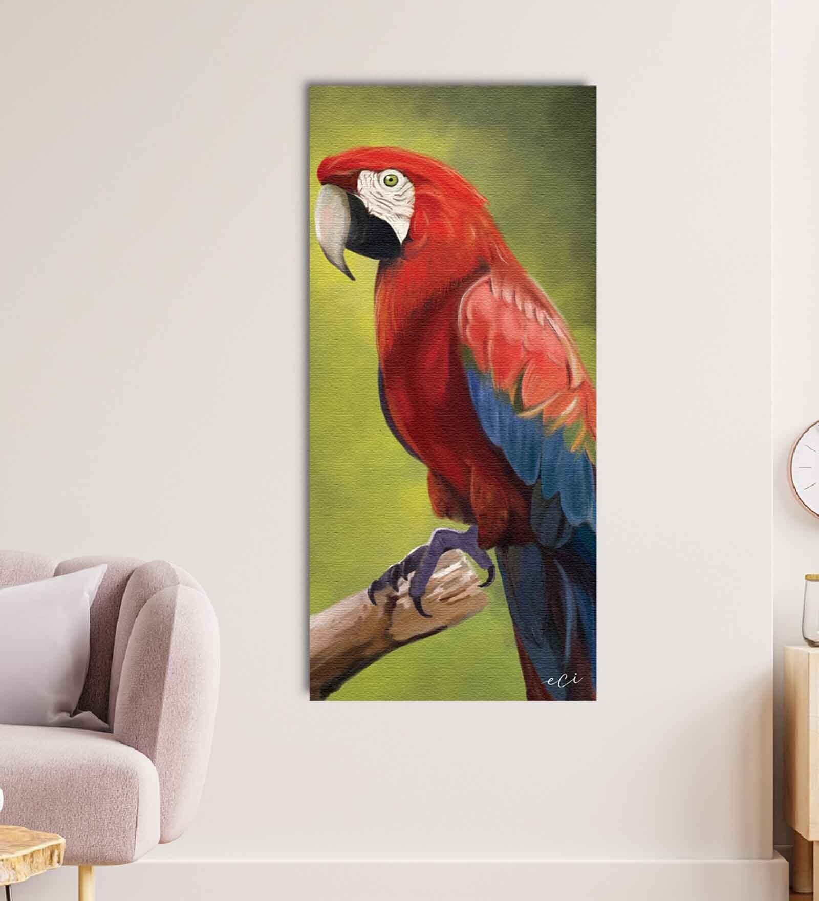 Buy Colorful Parrot On Tree Canvas Printed Wall Print at 40% OFF by ...
