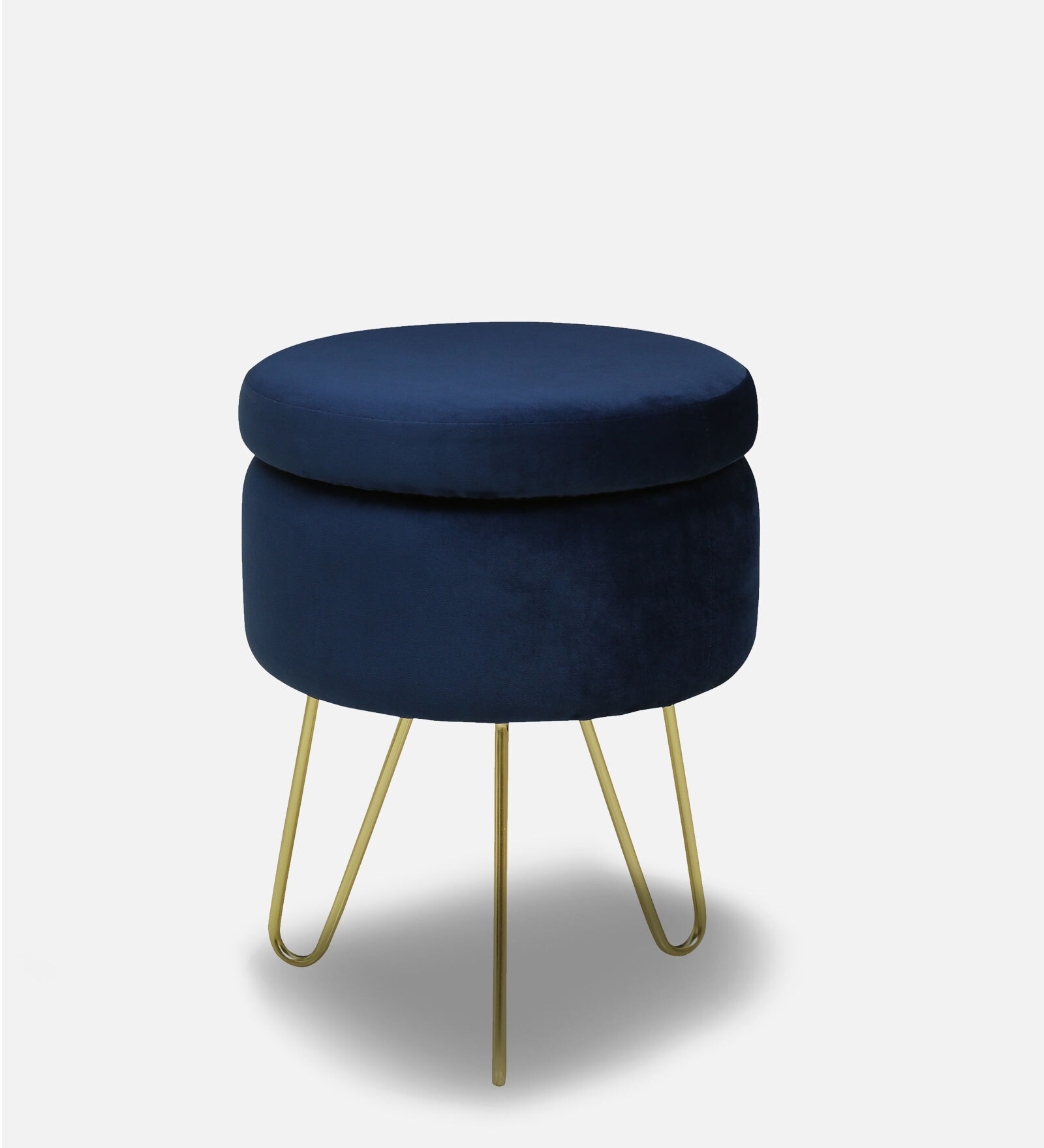 Buy Colton Seating Stool With Velvet Upholstery In Blue & Glossy Gold ...