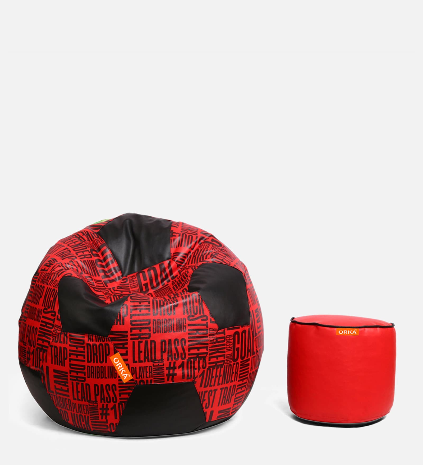 Buy Combo Digital Printed 3XL Bean Bag & Pouffe with Beans in Red ...