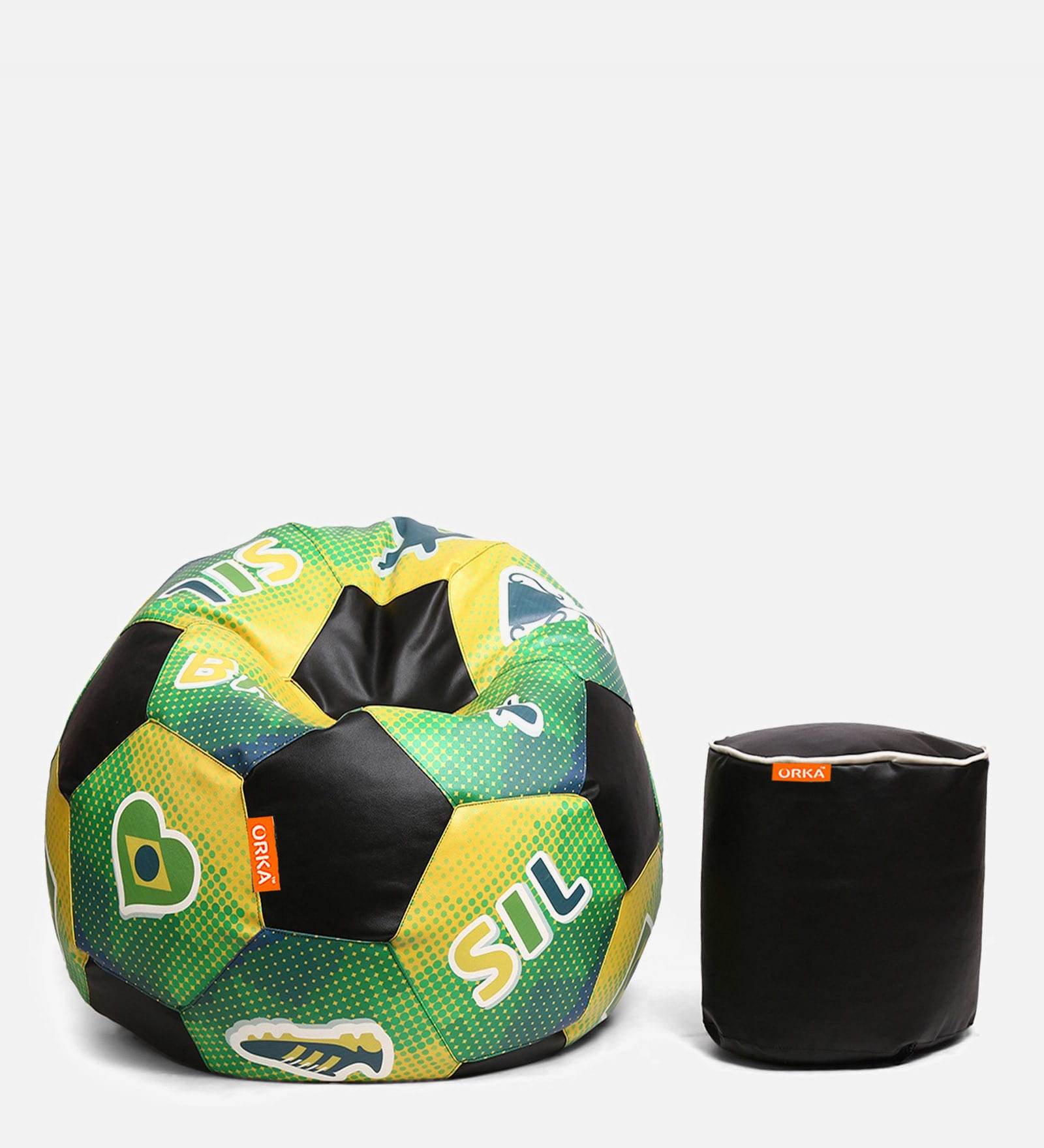 Buy Combo Digital Printed XXXL Foot Ball Bean Bag & Poufee with Beans ...