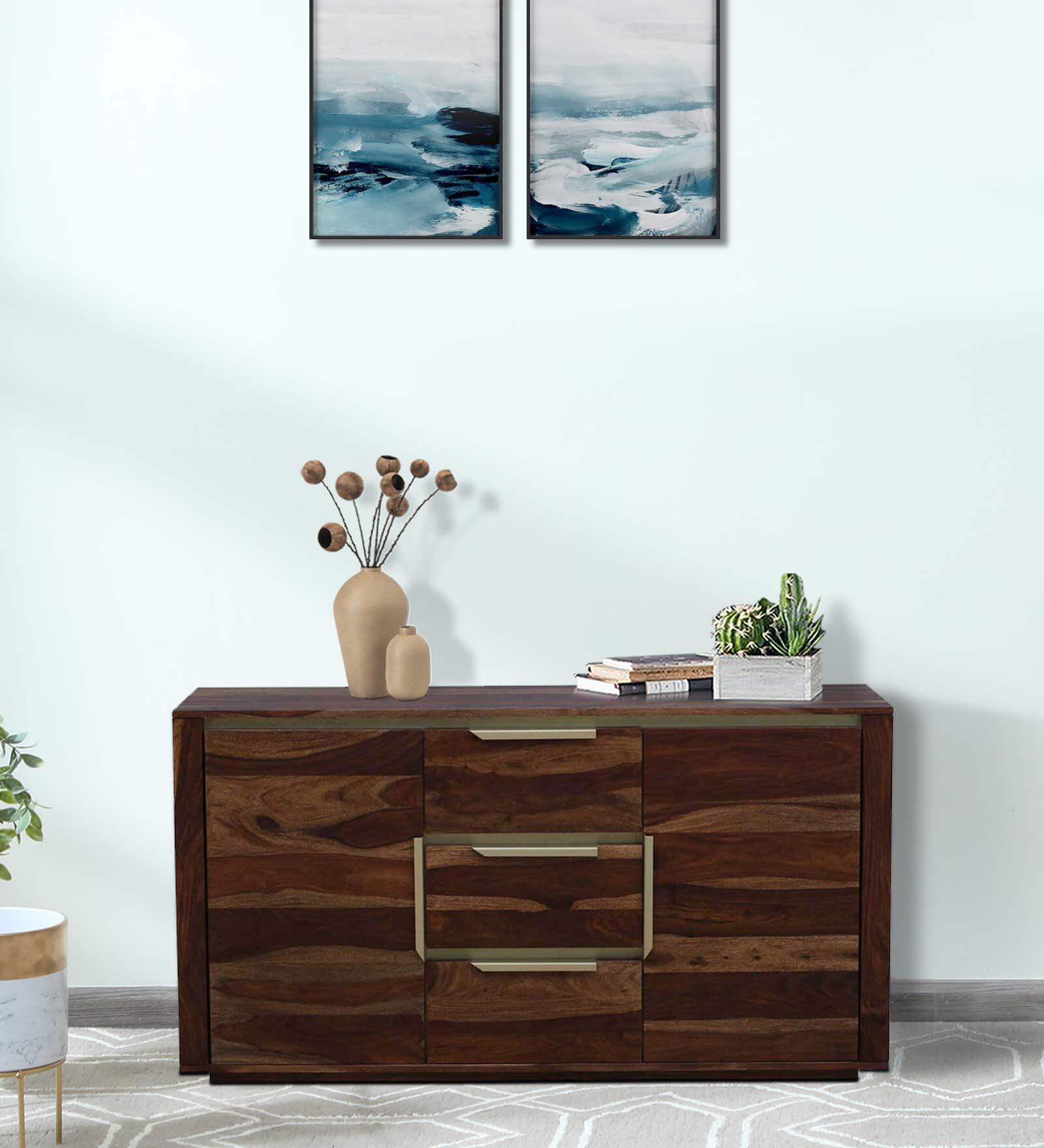 Buy Comus Sheesham Wood Sideboard with 3 Drawers & Doors in Rustic Teak ...