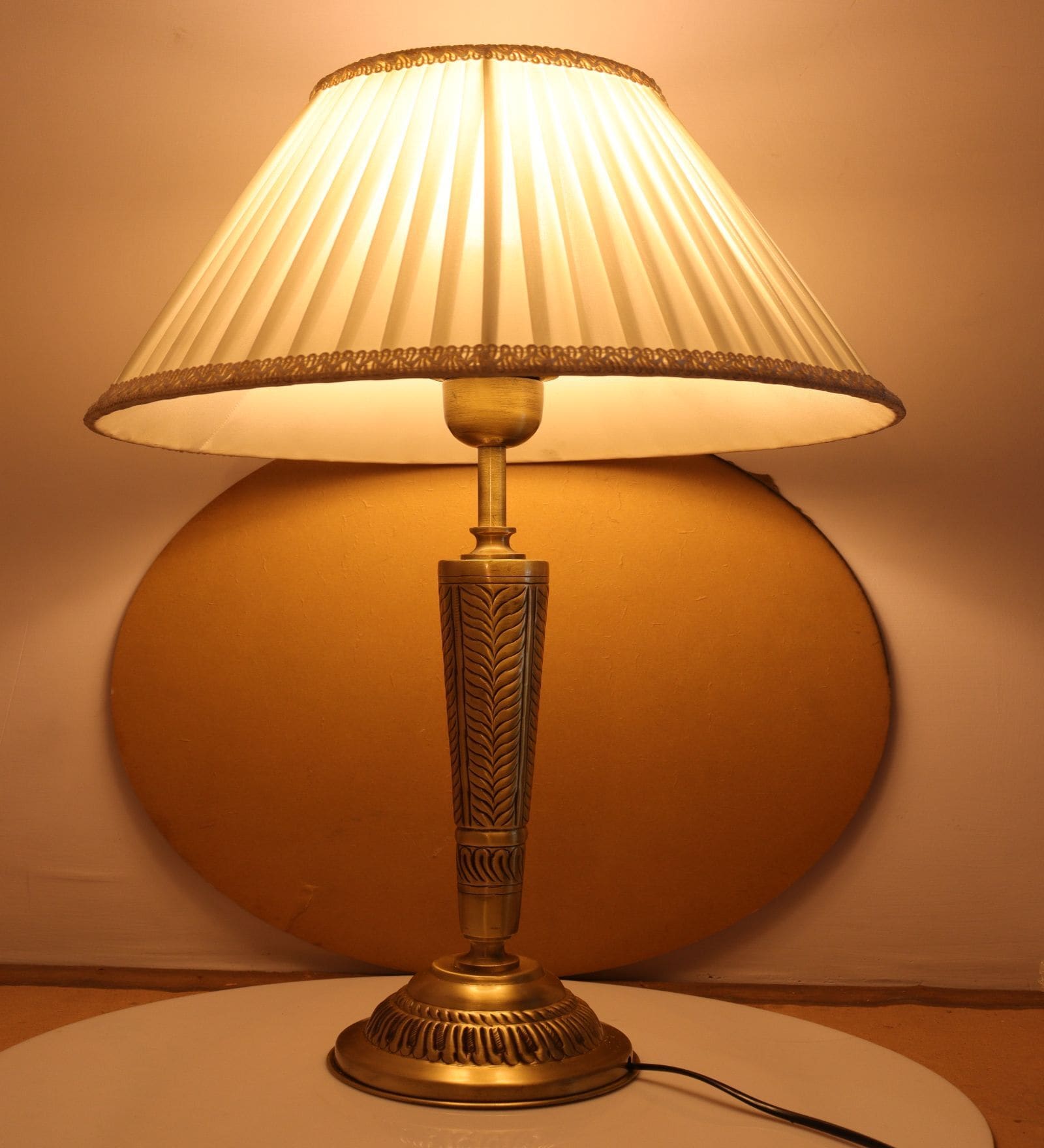 Buy Cone Brass Body Table Lamp with Platted Frill Fabric Shade at 40% ...