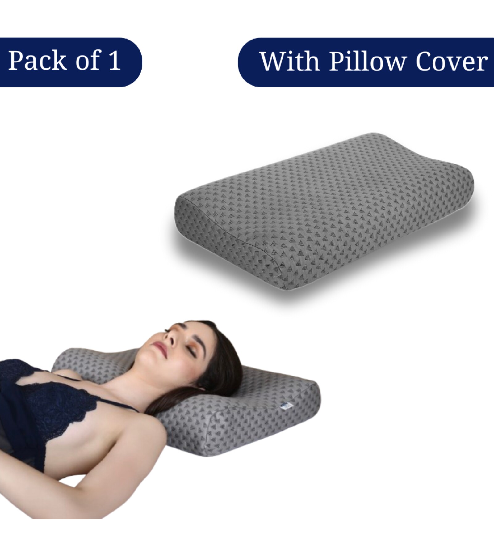 Buy Cooling Gel Memory Foam 21 x 14 Inch Pillow In Grey Colour at 50% OFF by Dormyo | Pepperfry