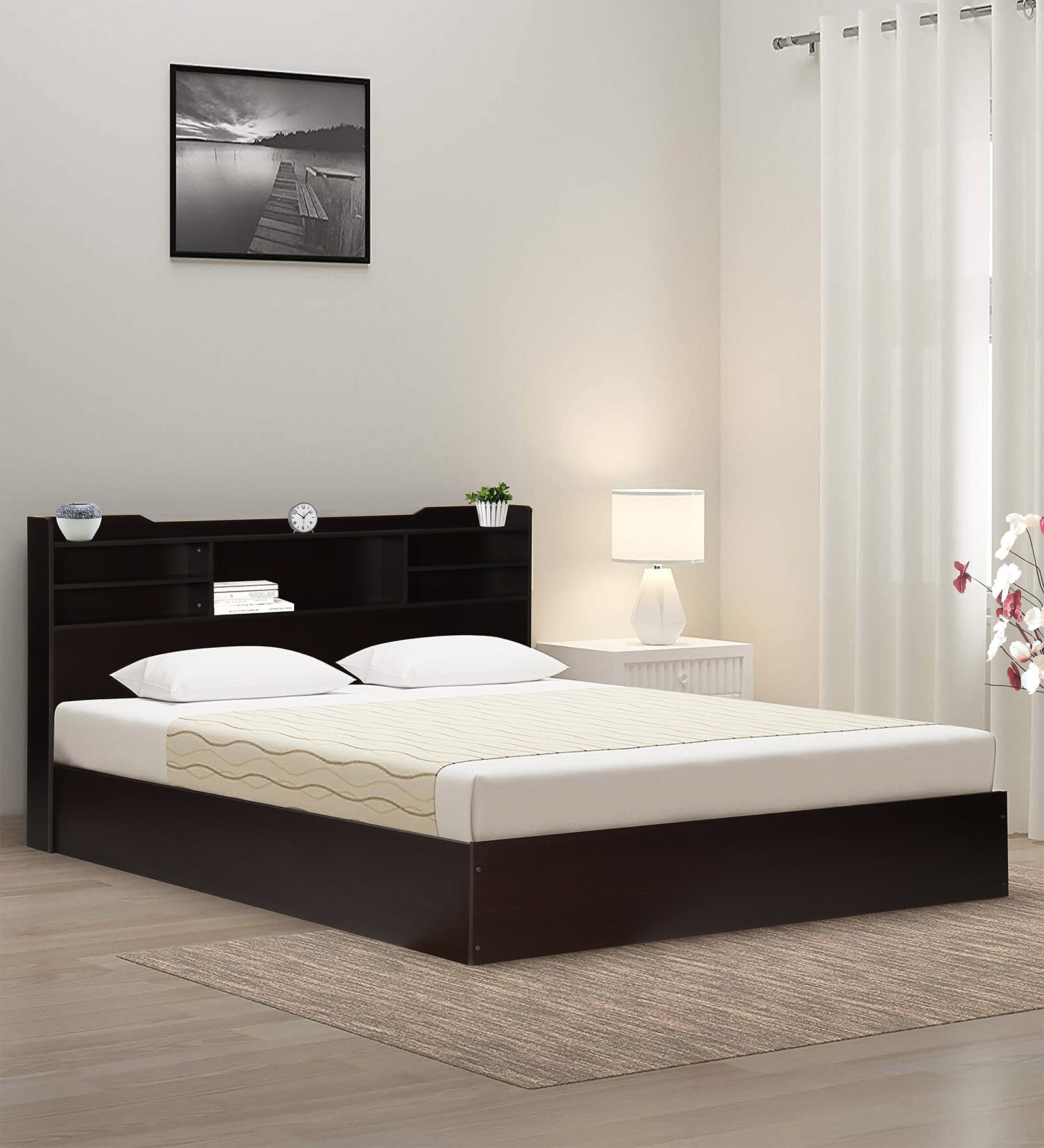 Buy Copal Queen size Bed with Box Storage in Wenge Finish at 30% OFF by ...
