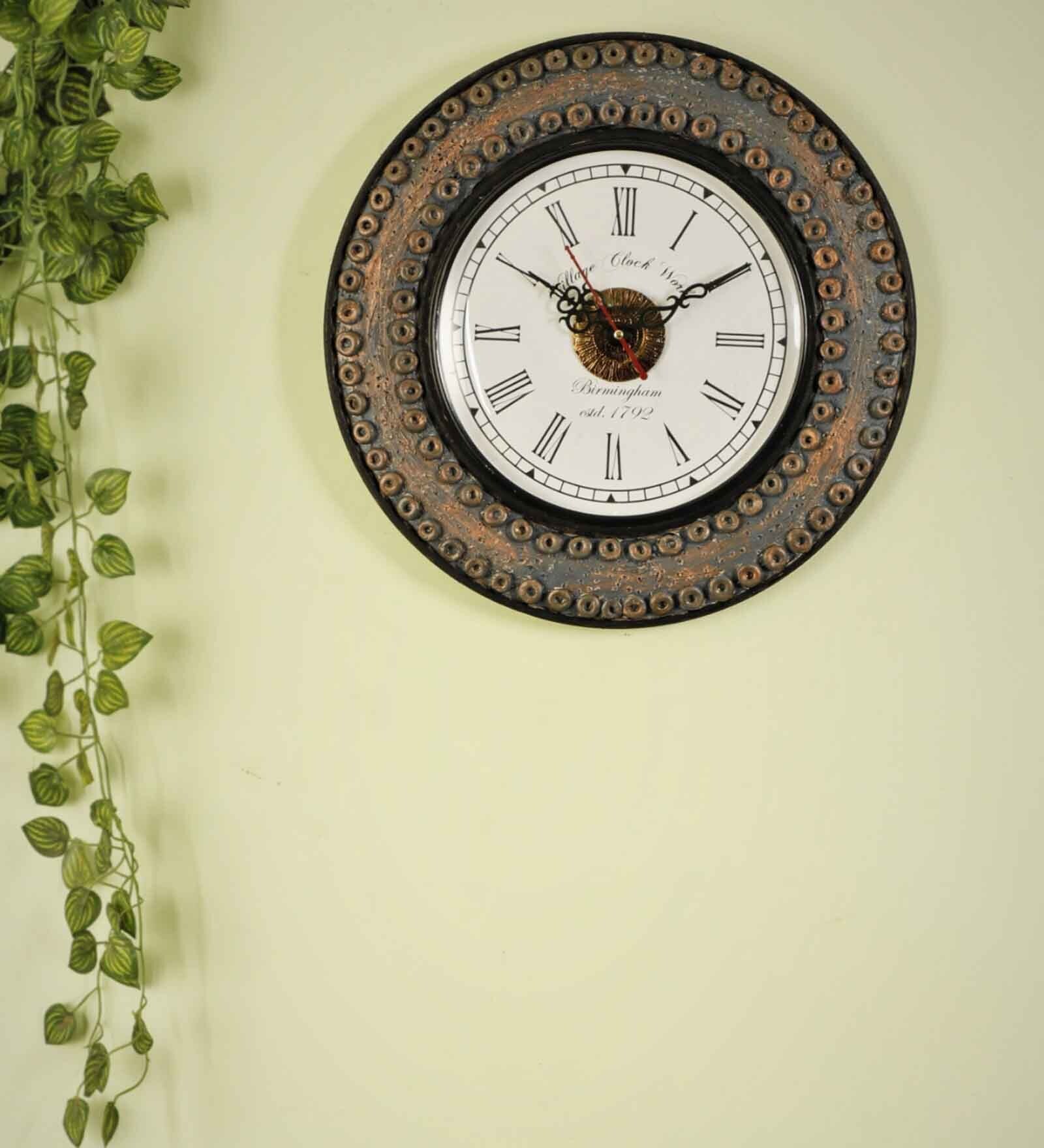 Buy Copper Rings Wooden Roman Dial Analog Wall Clock at 34% OFF by ...