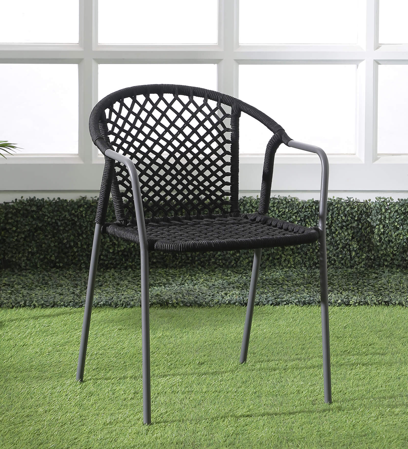 Buy Coral Steel & Braided Rope Outdoor Seating In Black Grey Finish at ...