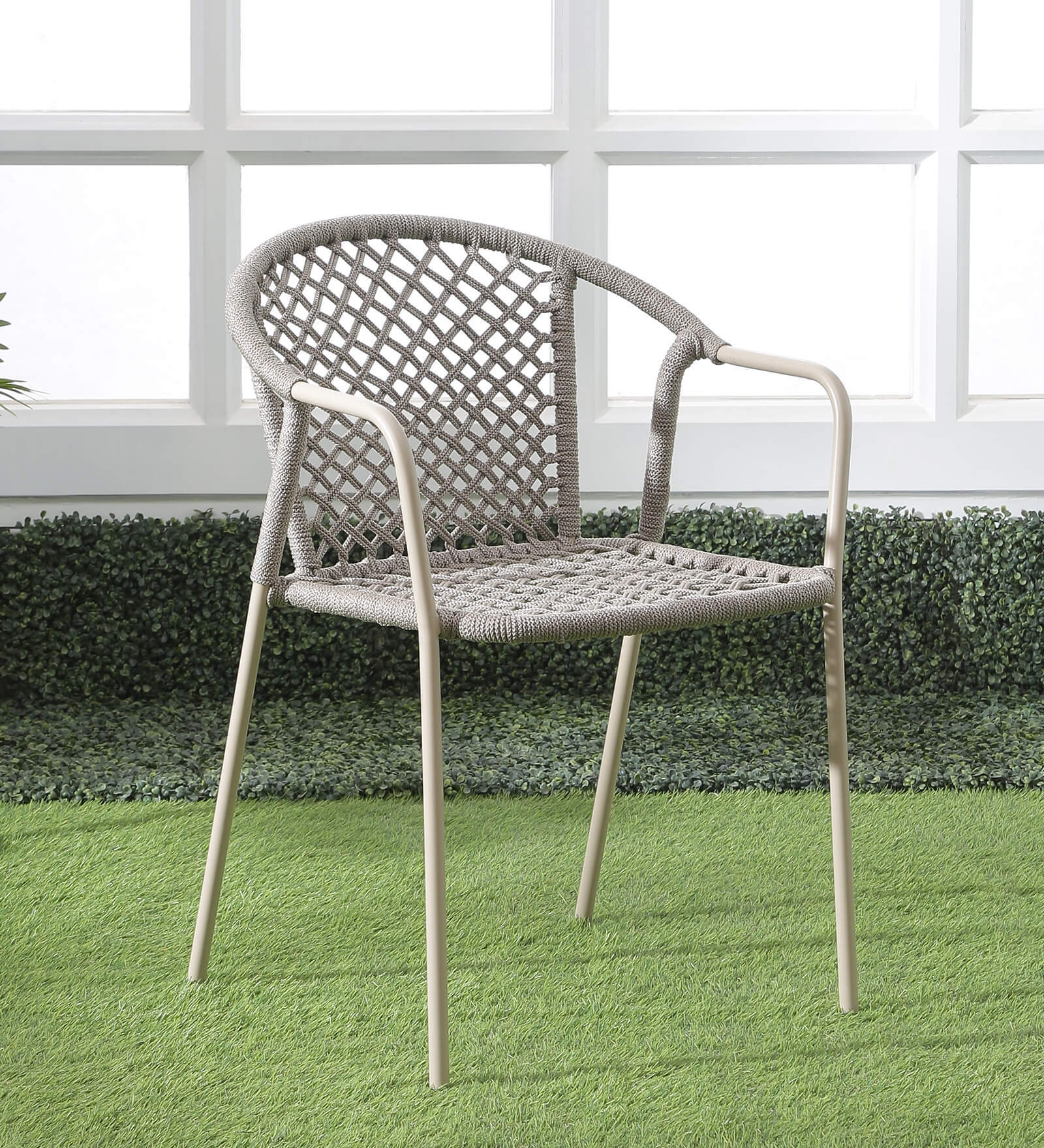 Buy Coral Steel & Braided Rope Outdoor Seating In Cream Finish at 9% ...