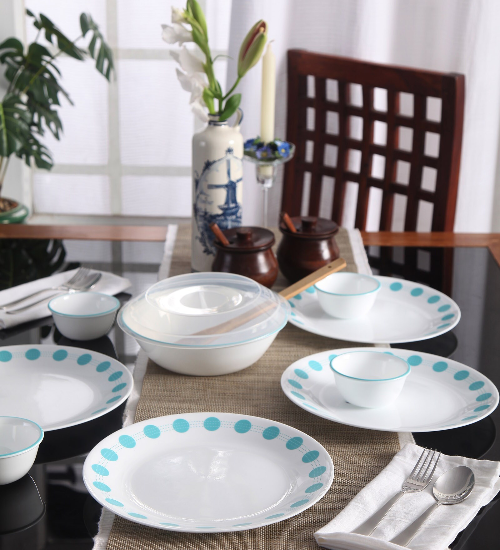 Buy Livingware South Beach Vitrelle Glass Dinner Set - Set of 10 by ...
