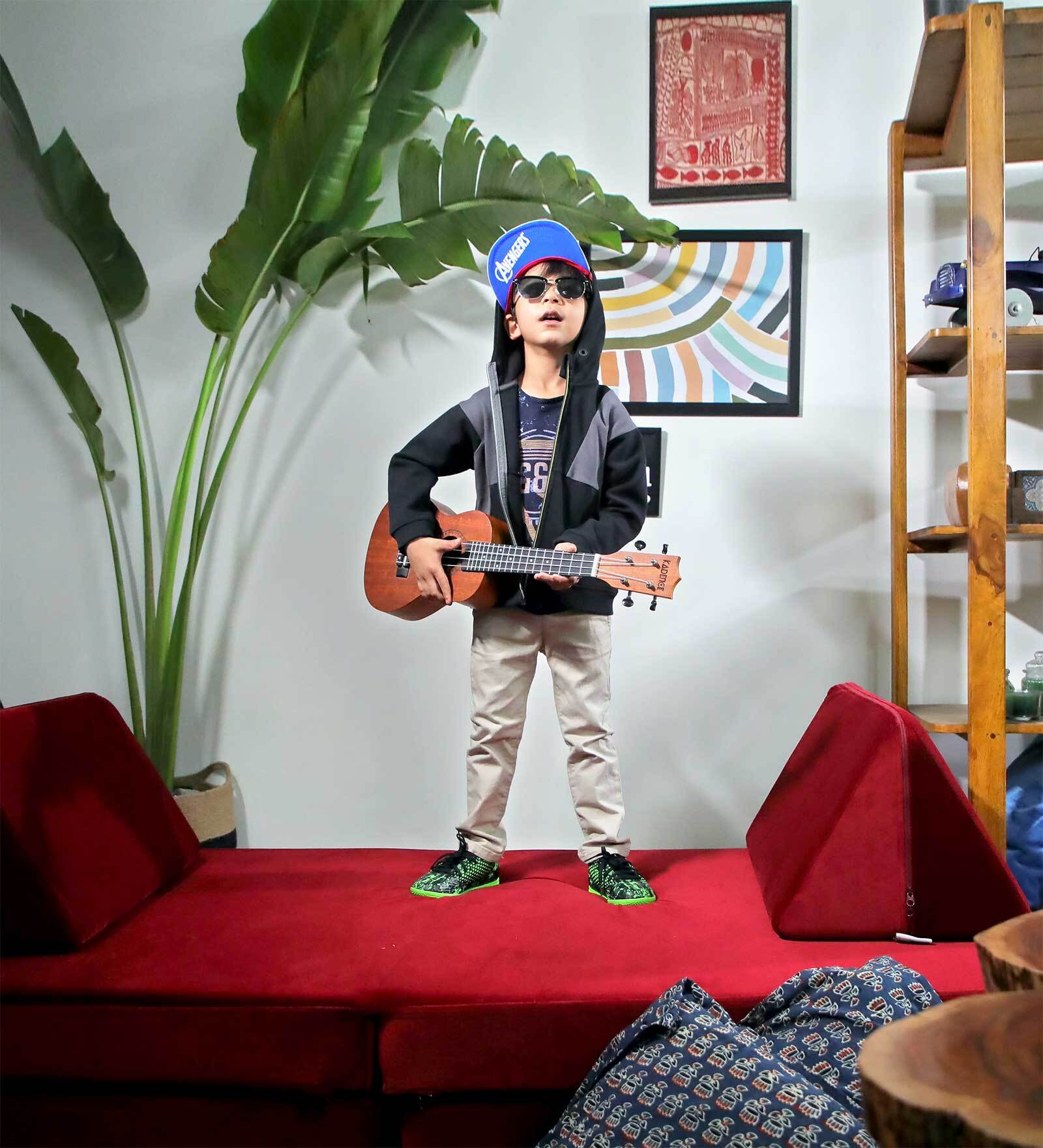 Buy Cosmos Play Fabric Kids Sofa in Maroon Colour at 31% OFF by Tiny Explorer | Pepperfry