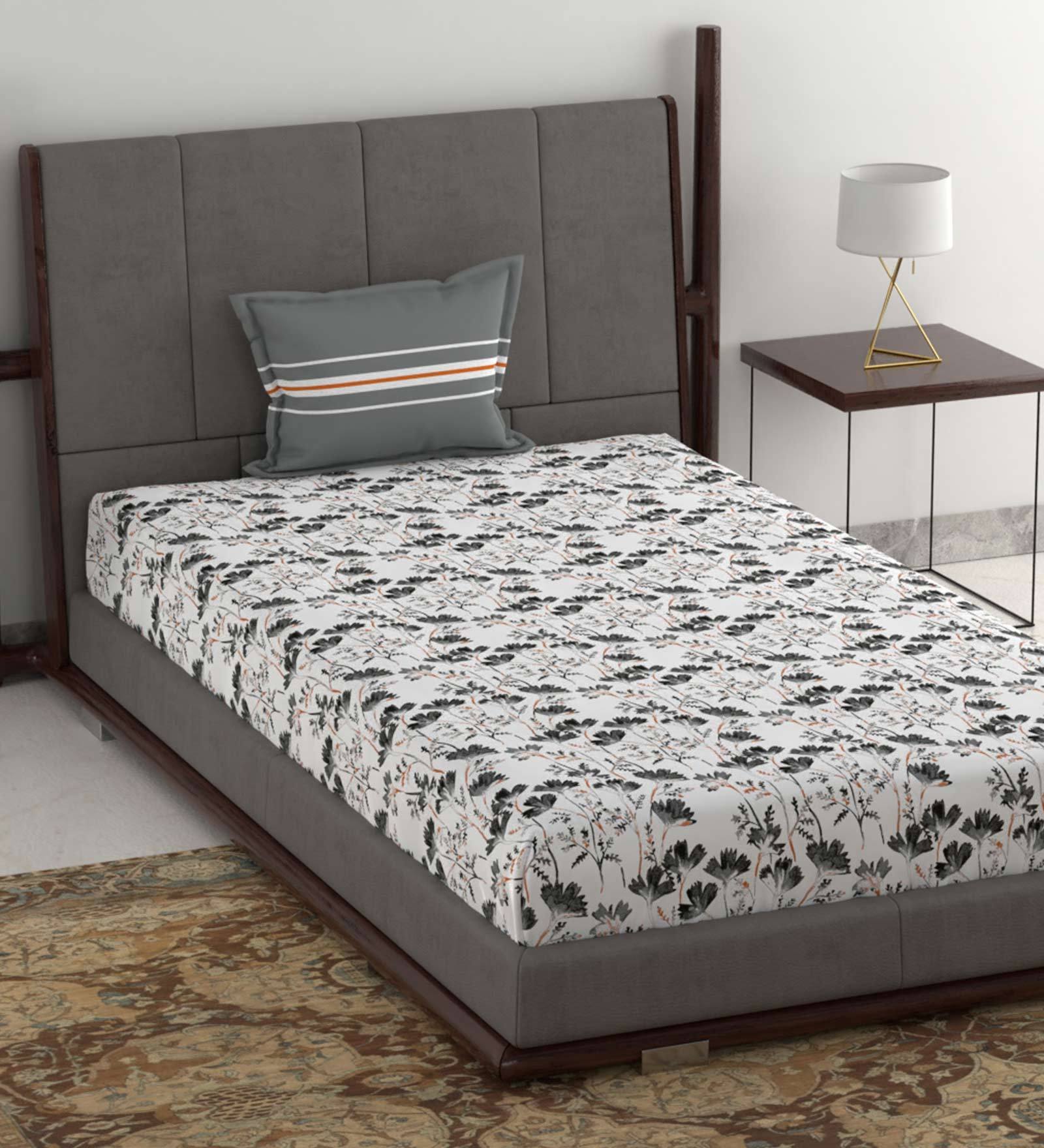 Buy Mino (88x59) Cotton 120 TC Single Bedsheet with 1 Pillow Cover by ...