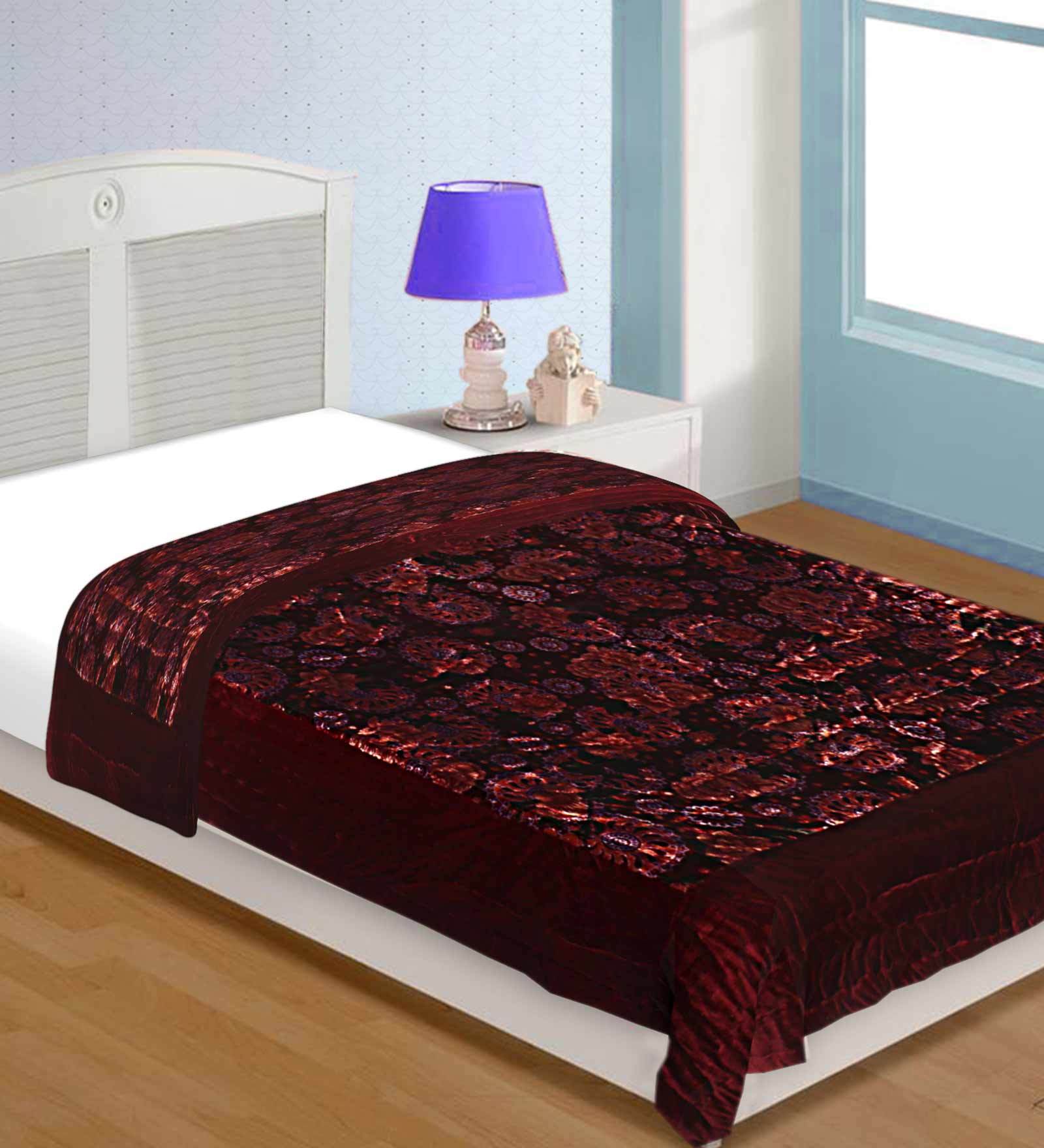 Buy Maroon Cotton 200 AC Room Single Bed Quilt by Jaipur Fabric at 33% ...