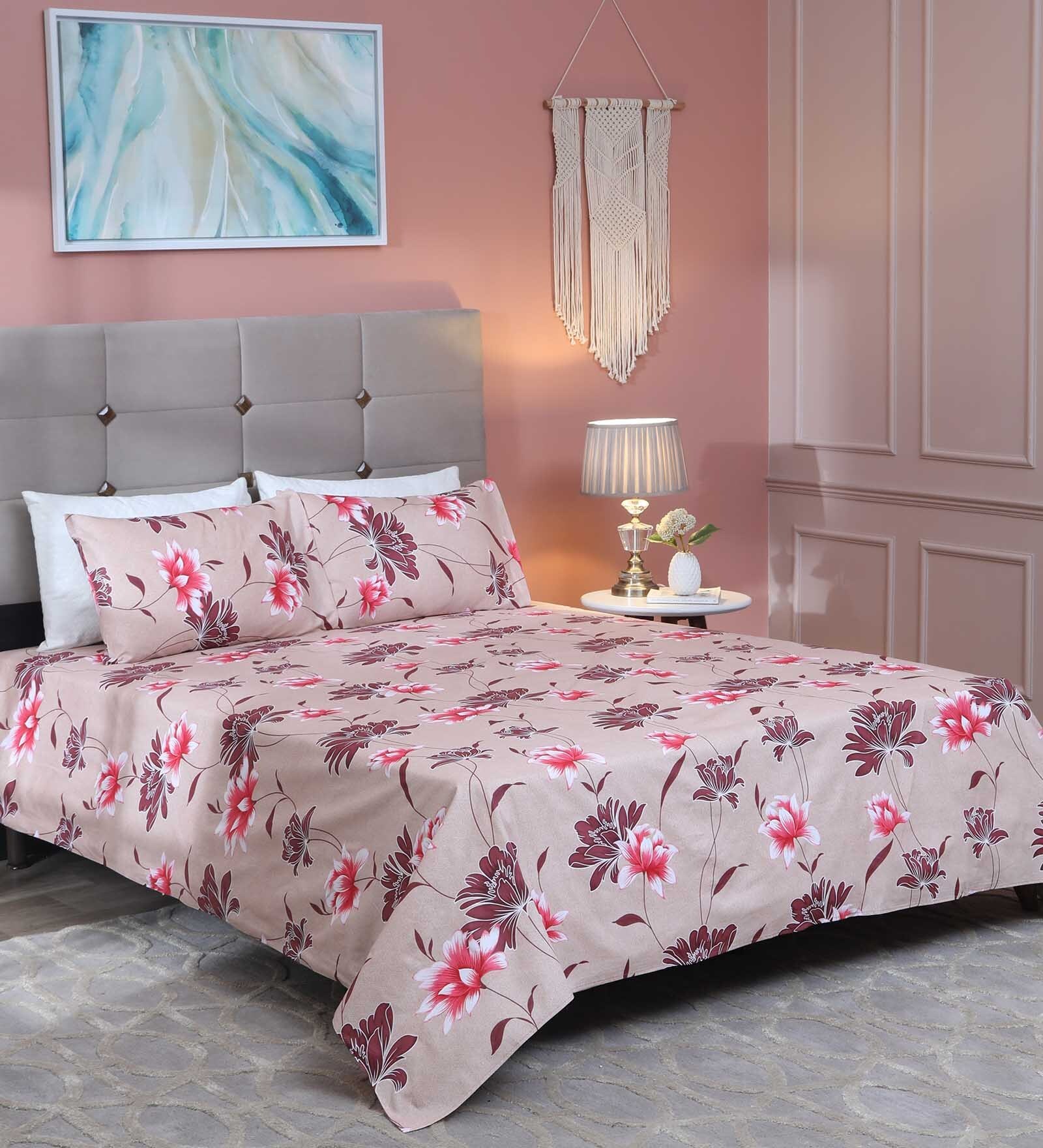 Buy Cotton 210TC Double Bedsheet With 2 Pillow Covers by Lal10 at 24% ...