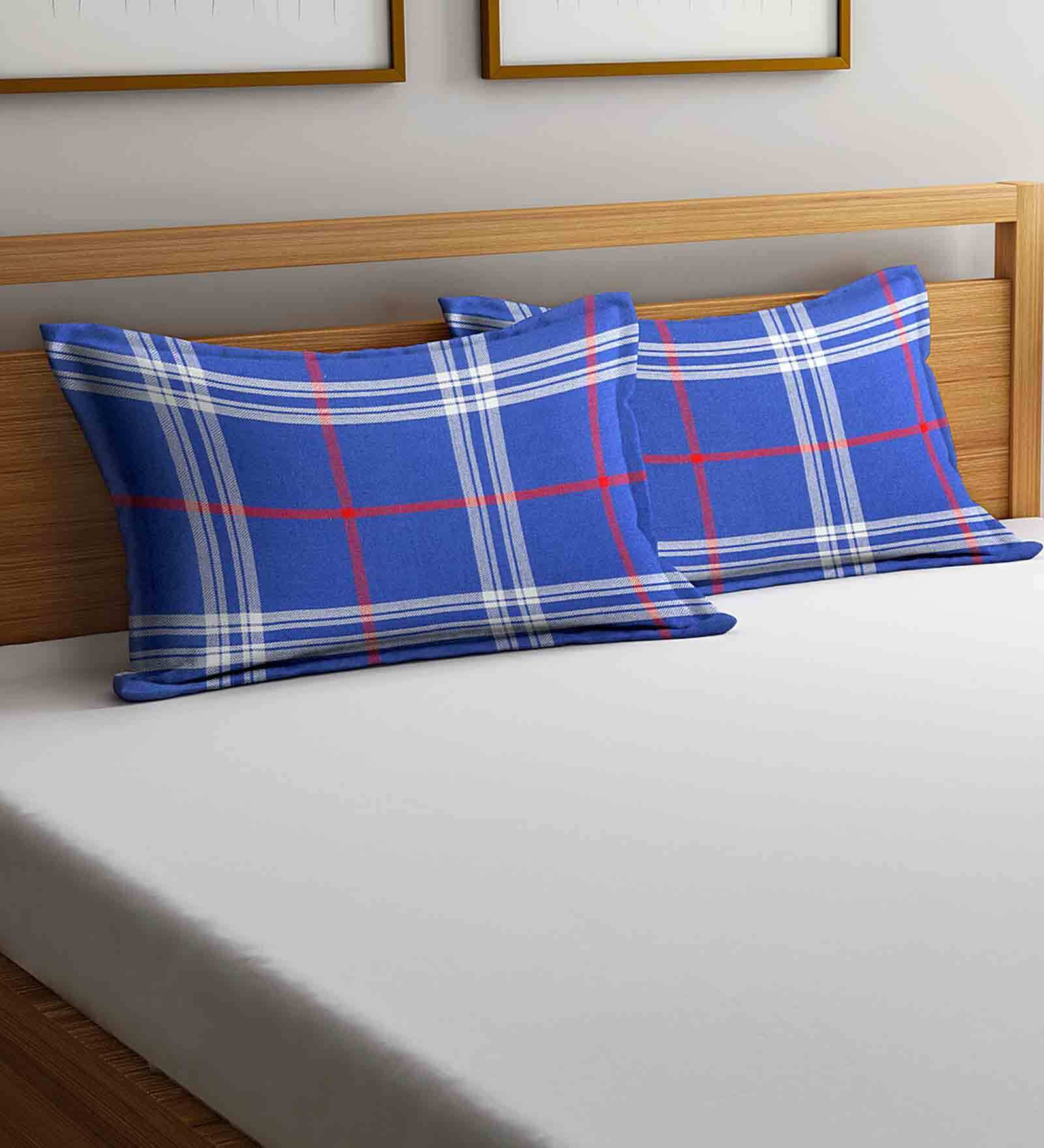 Buy Blue Geometric 300 TC Cotton 28X18 Inches Pillow Covers (Set of 2 ...