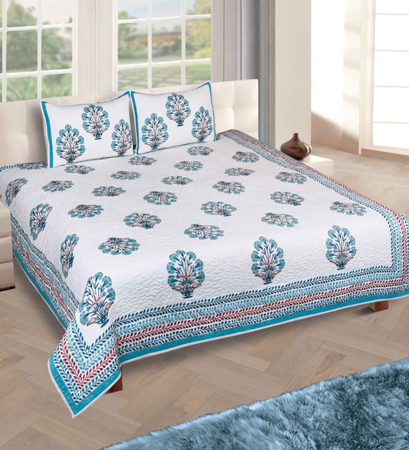 Buy Cotton 400 TC Double Bed Sheet With 2 Pillow Covers at 72% OFF by ...
