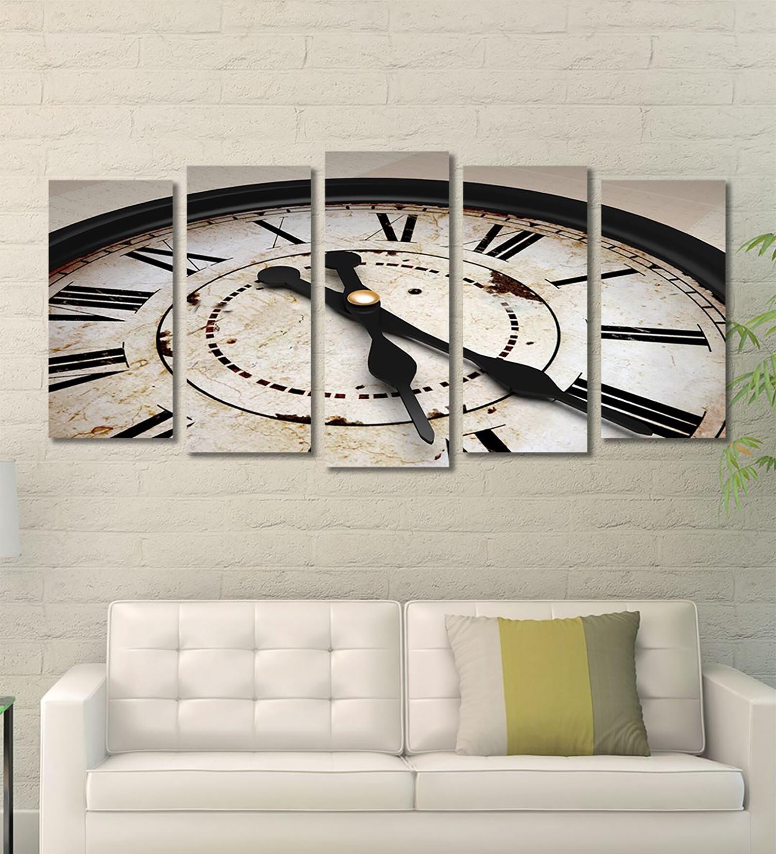 Buy Cotton Canvas 78.7 x 1 x 39.8 Inch Classical Clock Framed Art ...