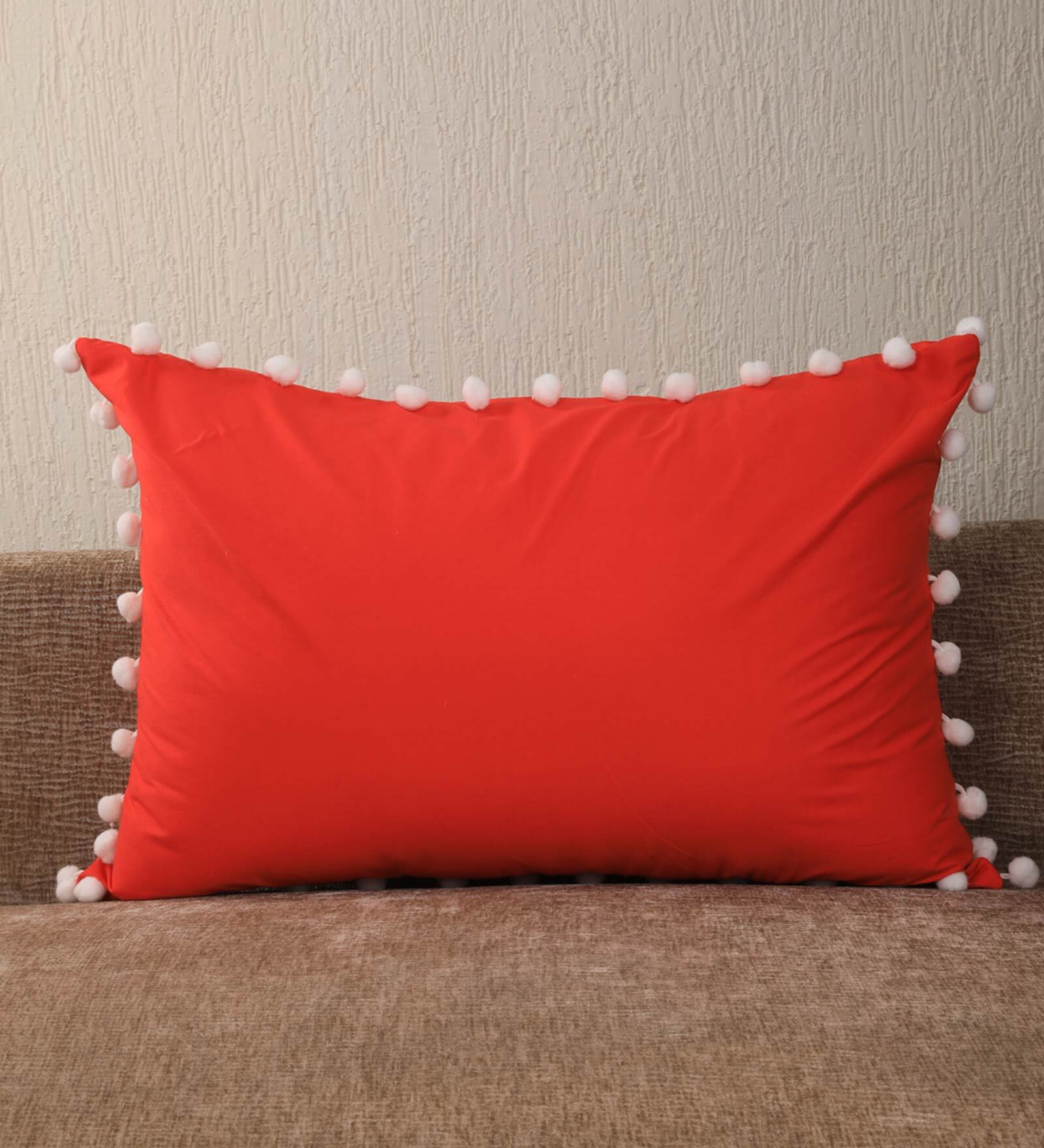 Buy Red Solid Cotton 18 x 26 Inches Cushion Cover by My gift booth at ...