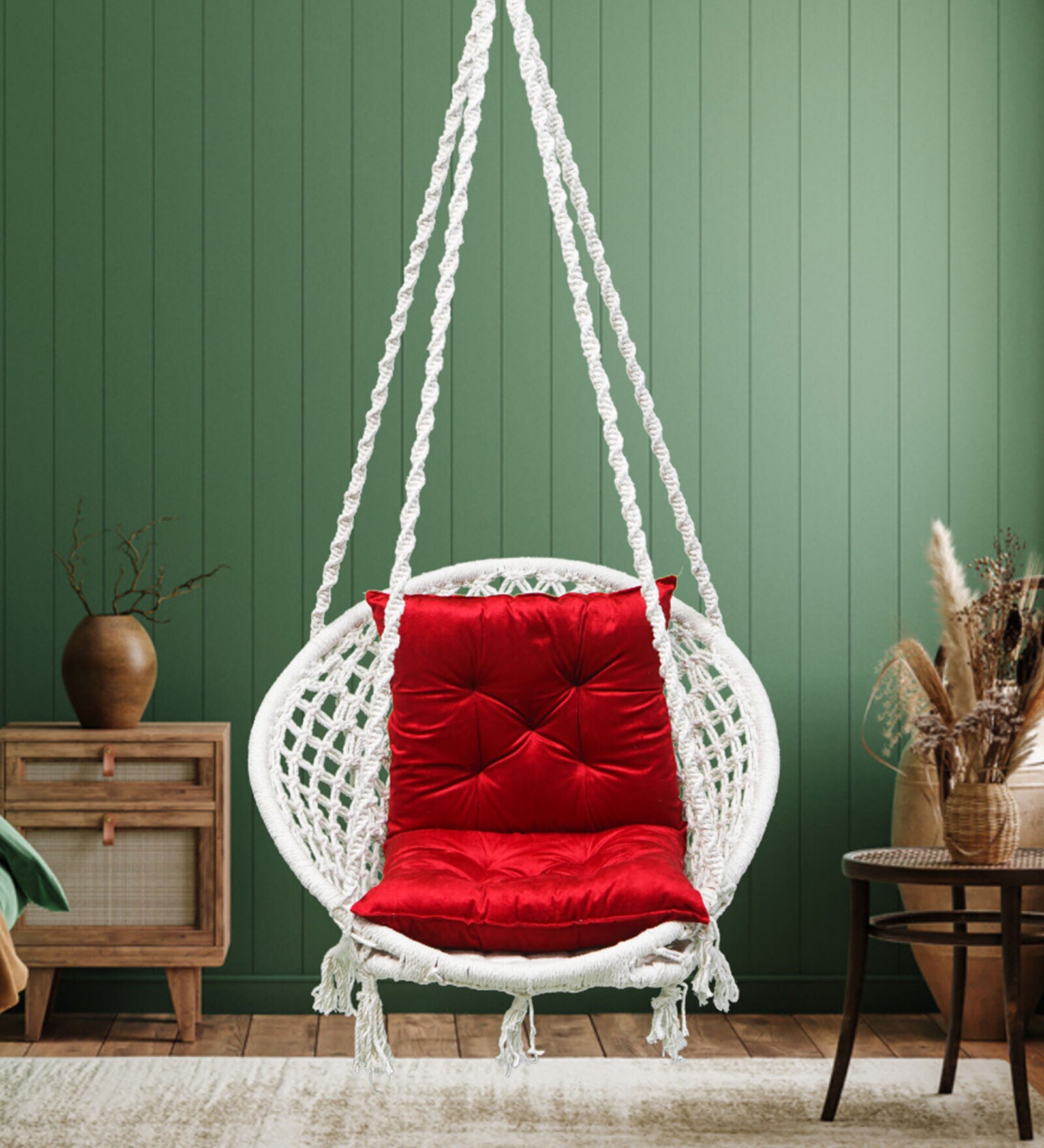 Buy Fabric Swing in Red & White Colour at 78% OFF by Patiofy | Pepperfry