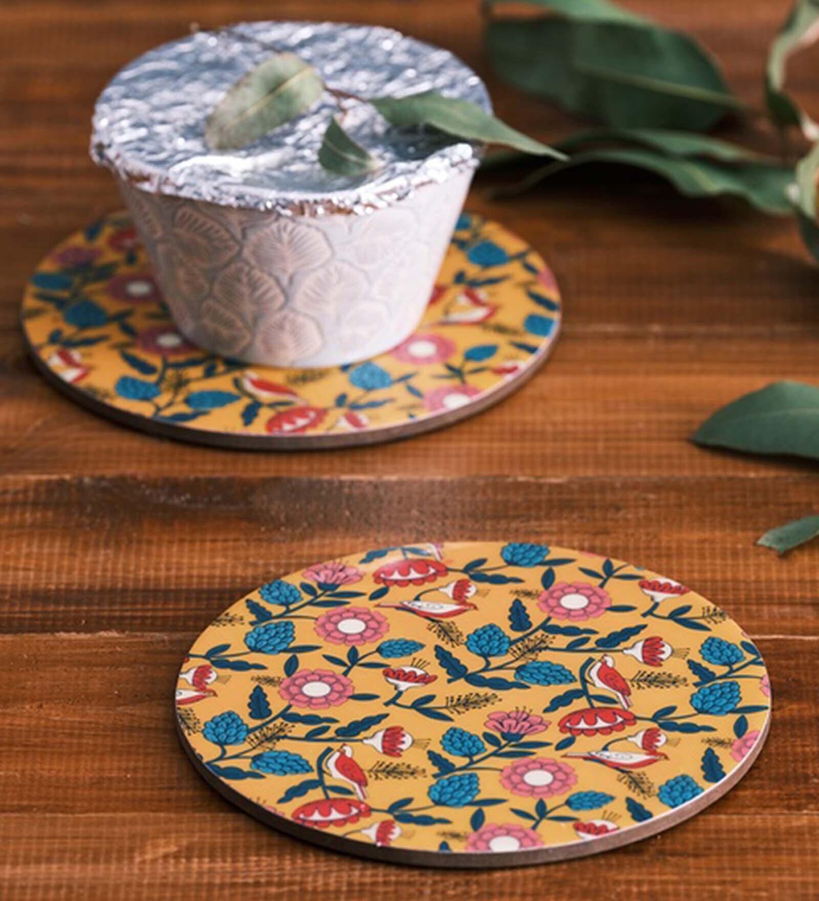 Buy Country Round (Set of 2) MDF & Enamel Table Coaster by Chumbak at ...