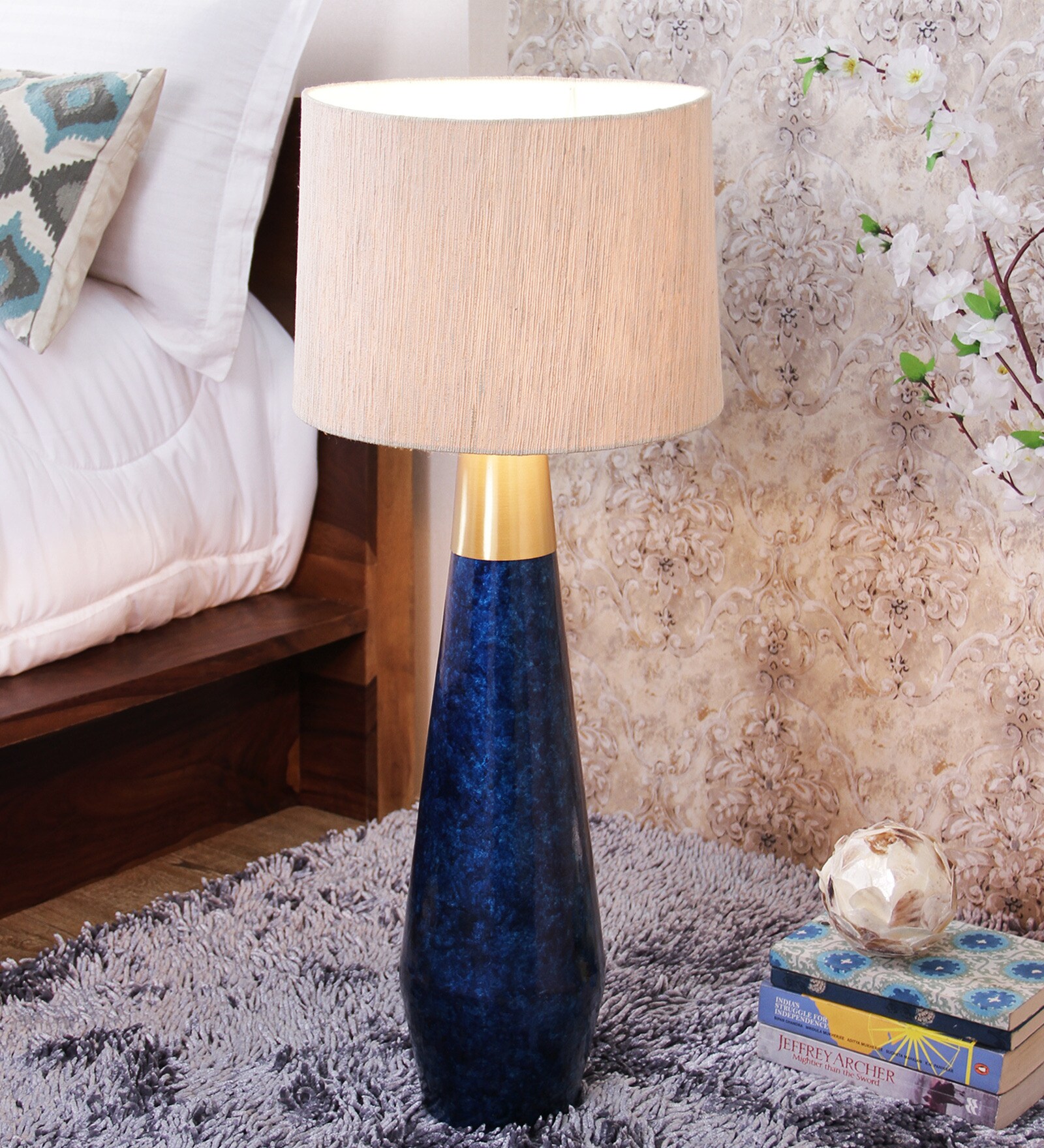 Buy Neelkanth Table Lamp With Matka Silk Shade by Courtyard Online ...