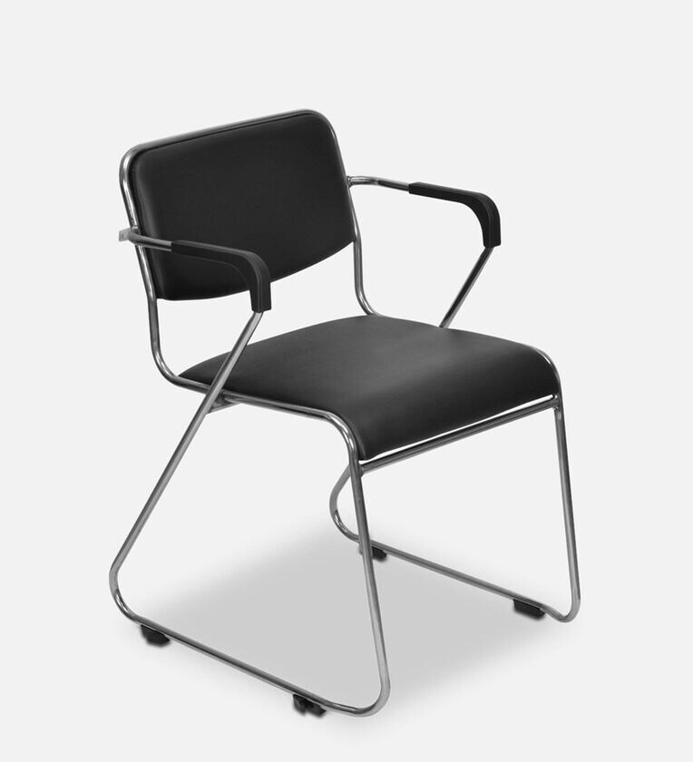 Buy Contract Leatherette Arm Guest Chair in Black Colour by Nilkamal ...