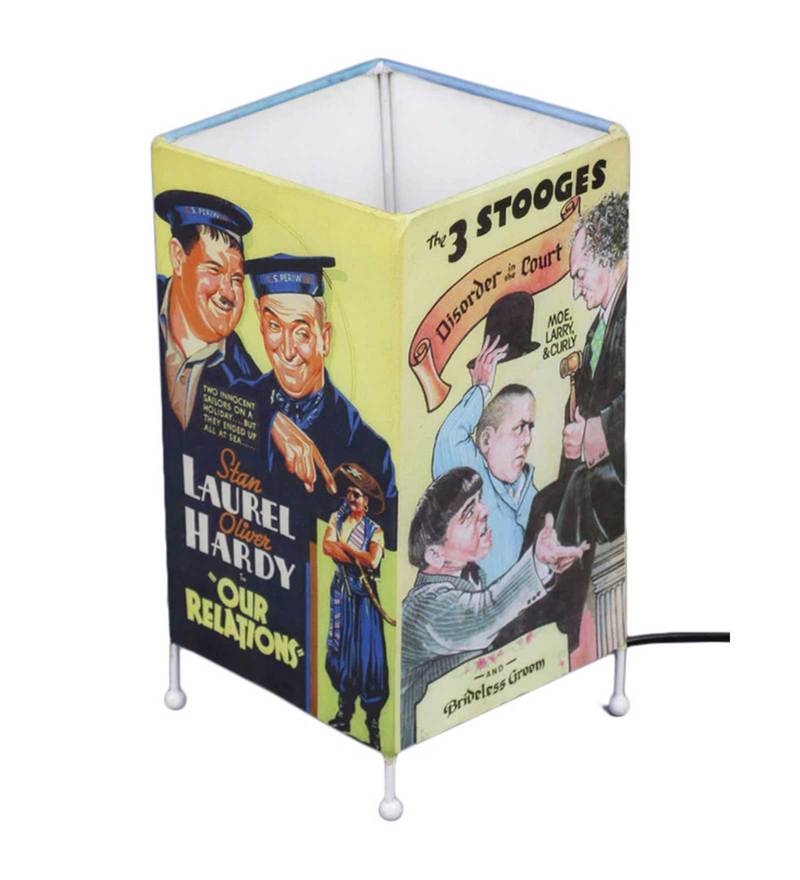 Buy Comic Table Multicolor Satin Shade Table Lamp With Silver Base By ...