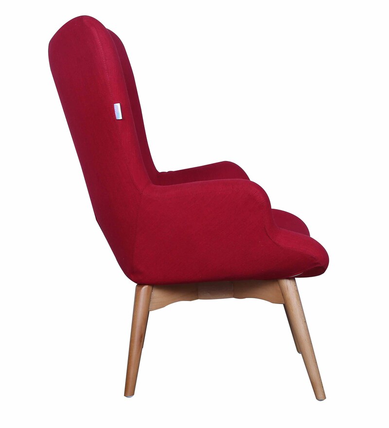 Buy Contour Wing Chair in Red Colour by Furnitech Online - Solid Color ...
