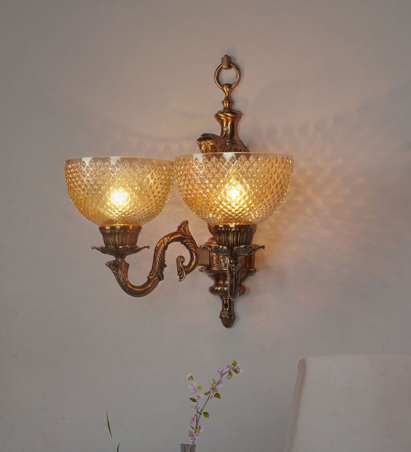 Buy Copper Aluminium and Glass Wall Light By Fos Lighting Online ...