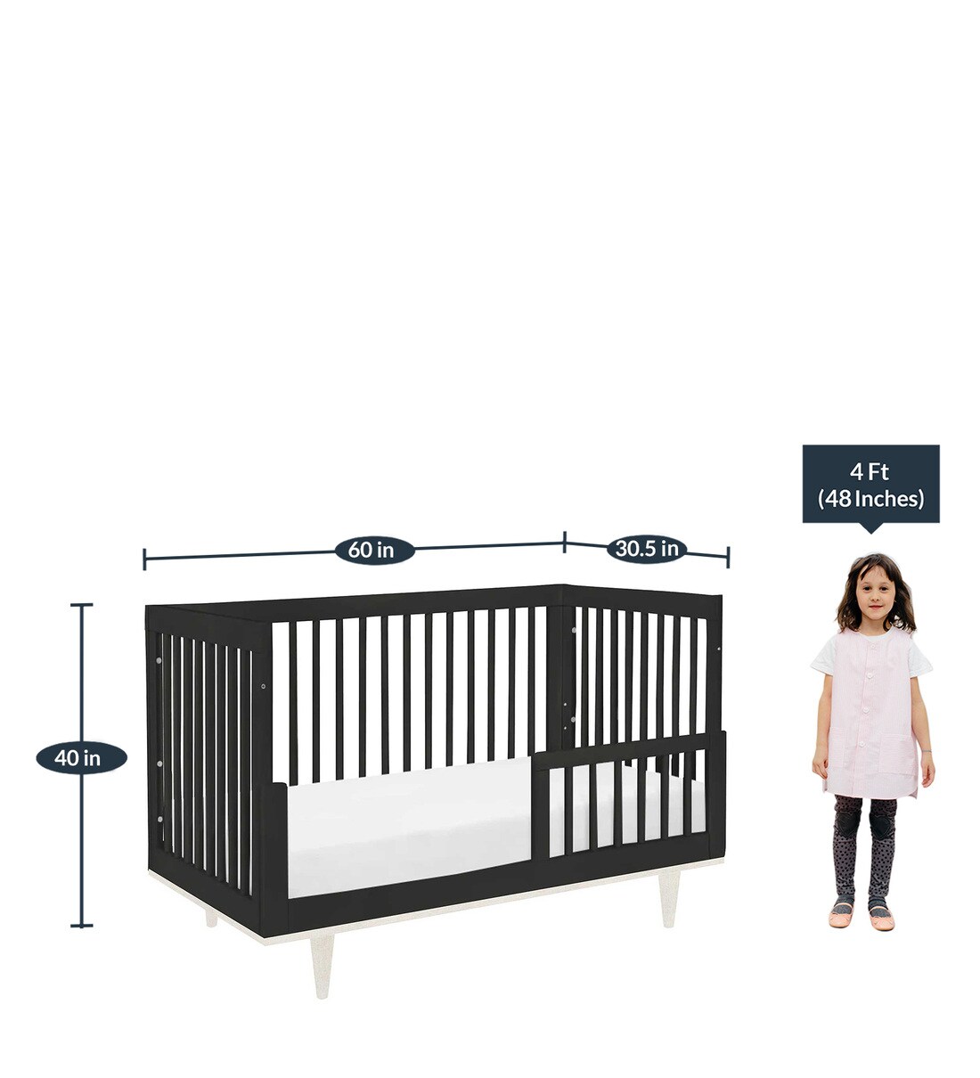 Buy Solid Wood Crib in Jet Black Colour with Convertible Bed Online ...