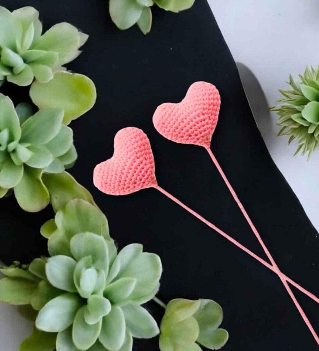 Buy Crochet Light Pink Heart Shaped Love Sticks Valentine Day Gift at ...