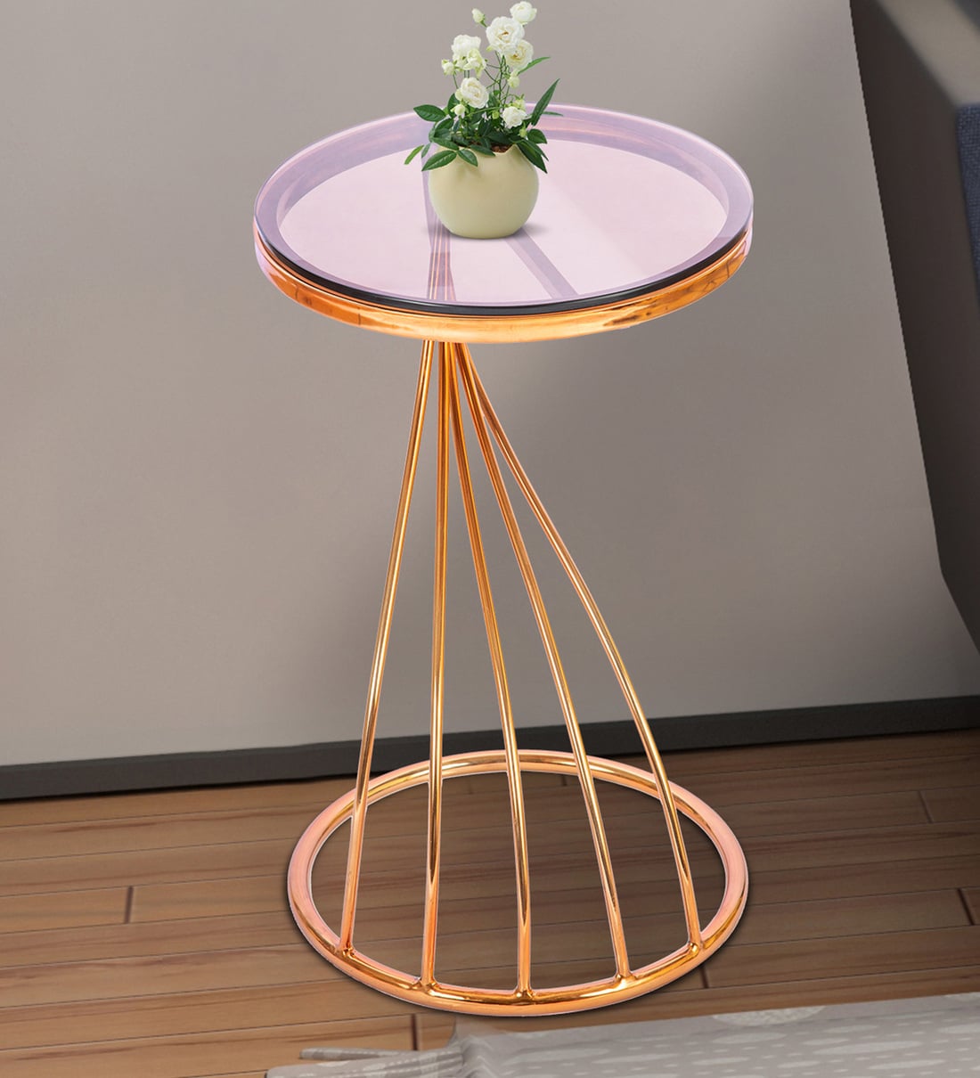 Buy Crown Metal End Table in Gold Finish at 22% OFF by HN Hues | Pepperfry